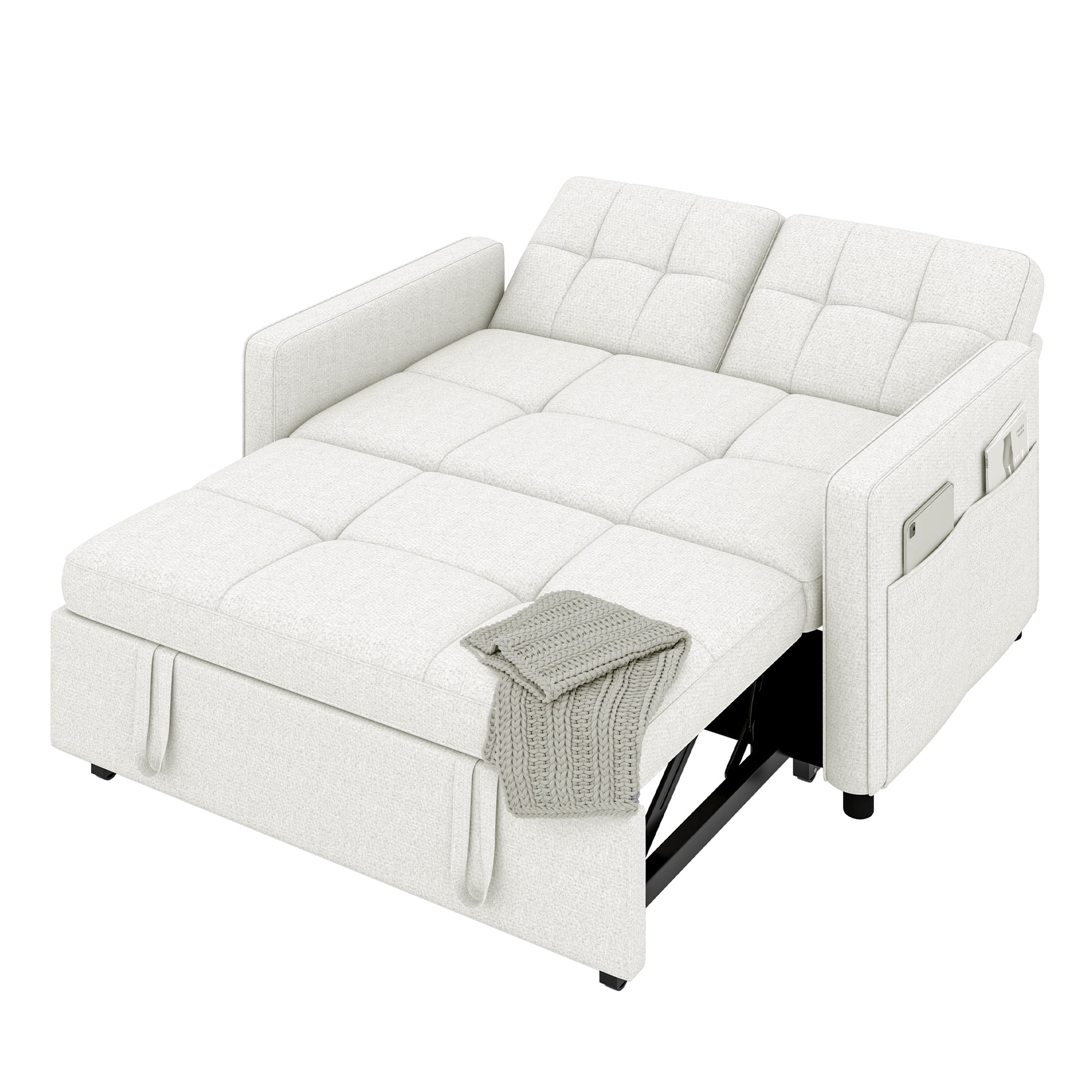 ZHOUB Convertible Sofa Bed 55 inch Sleeper Sofa Linen Loveseat Futon ...