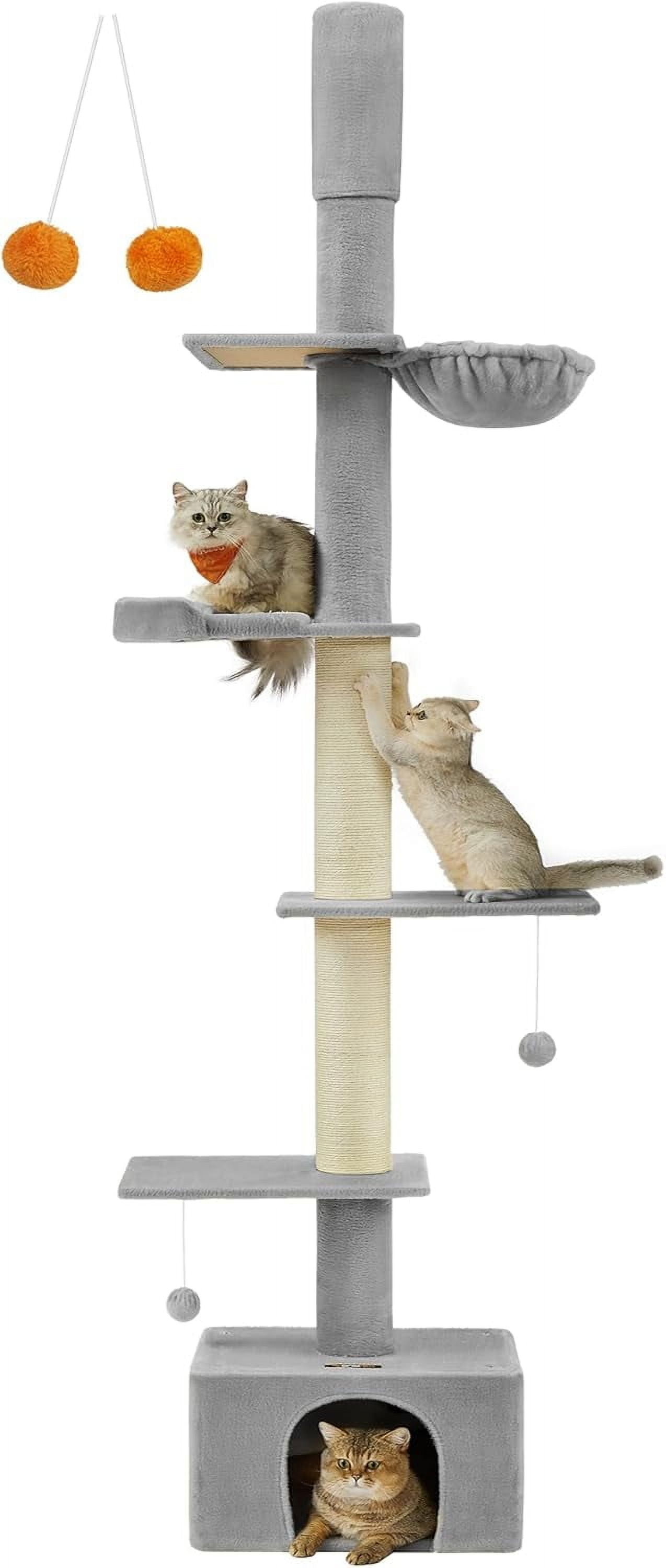 ZHOUB Floor to Ceiling Cat Tree, 91-115 Inches Height Adjustable Cat ...