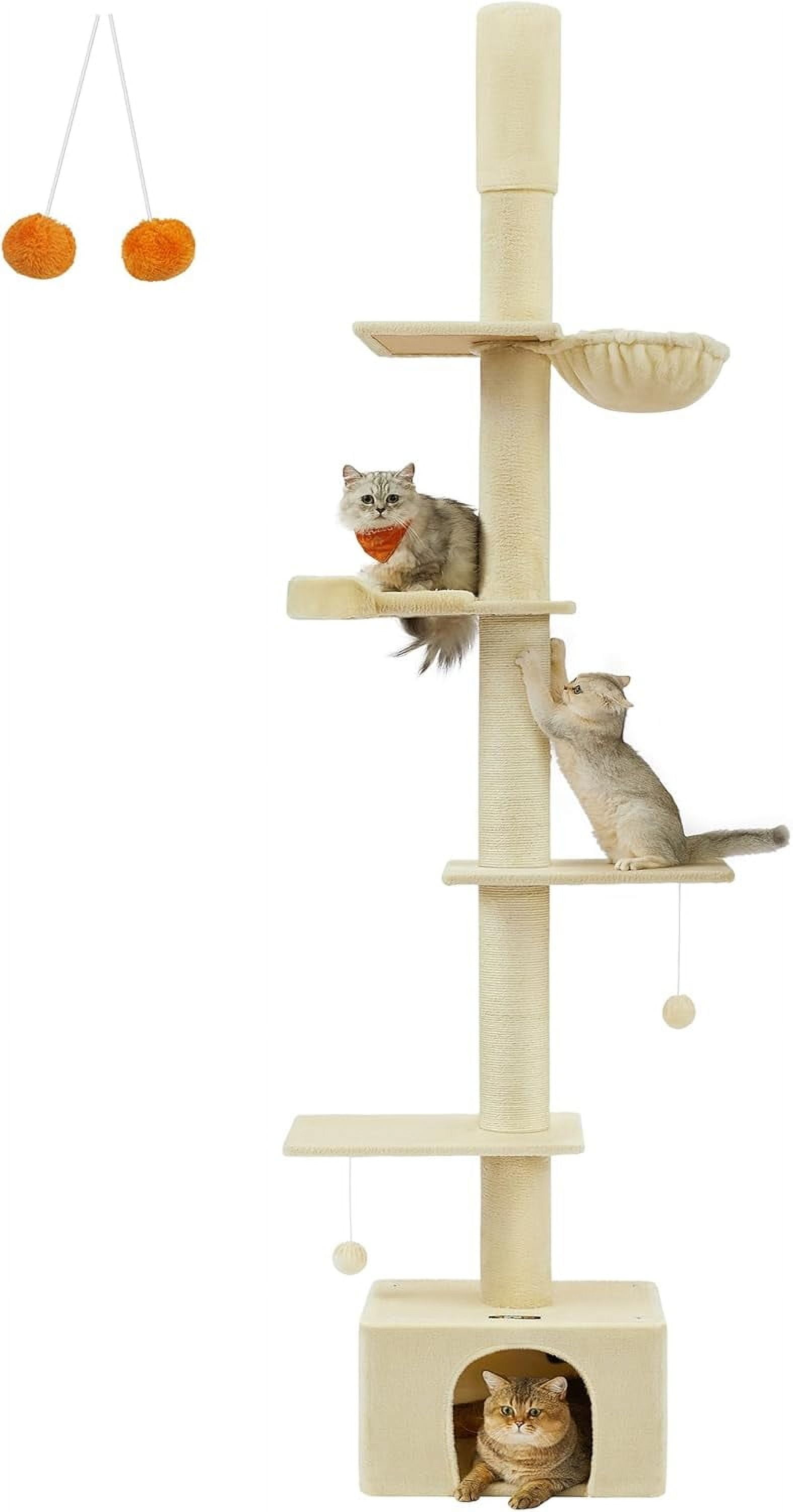 ZHOUB Floor to Ceiling Cat Tree, 91-115 Inches Height Adjustable Cat ...