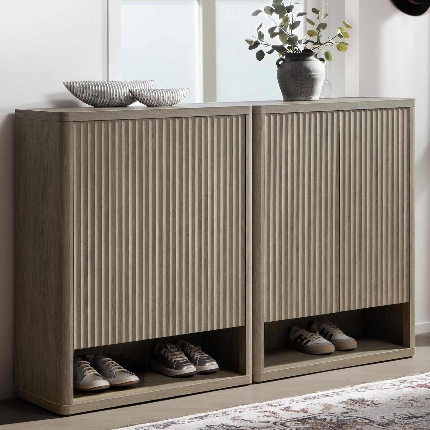 ZHOUB Shoe Cabinet 44" Tall Large Storage Organizer Modern Shoe Rack ...