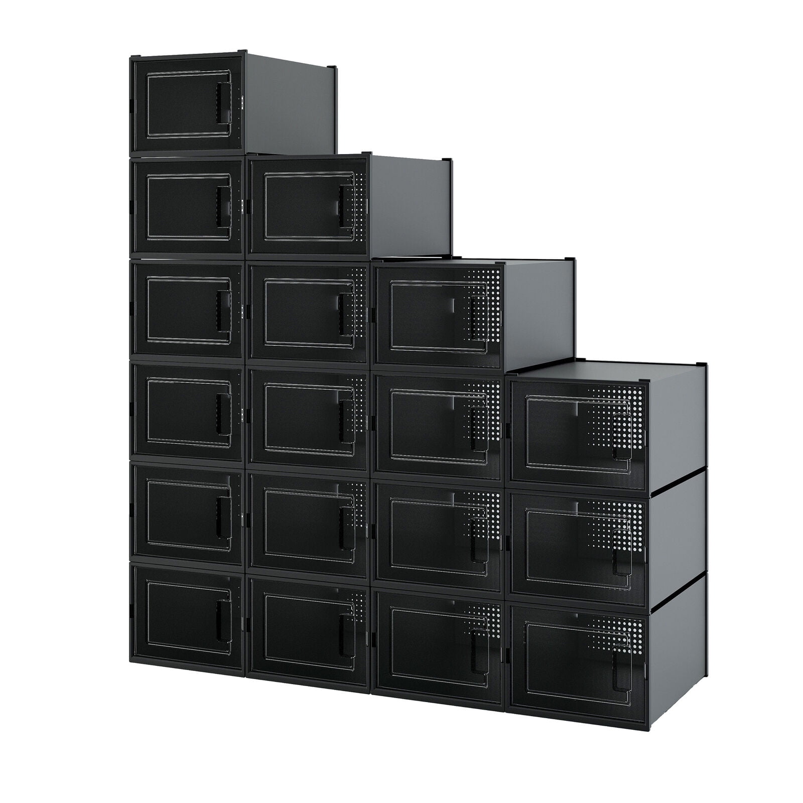 ZHOUB Shoe Storage Box, 18 Pack Clear Plastic Stackable Shoe Organizer ...