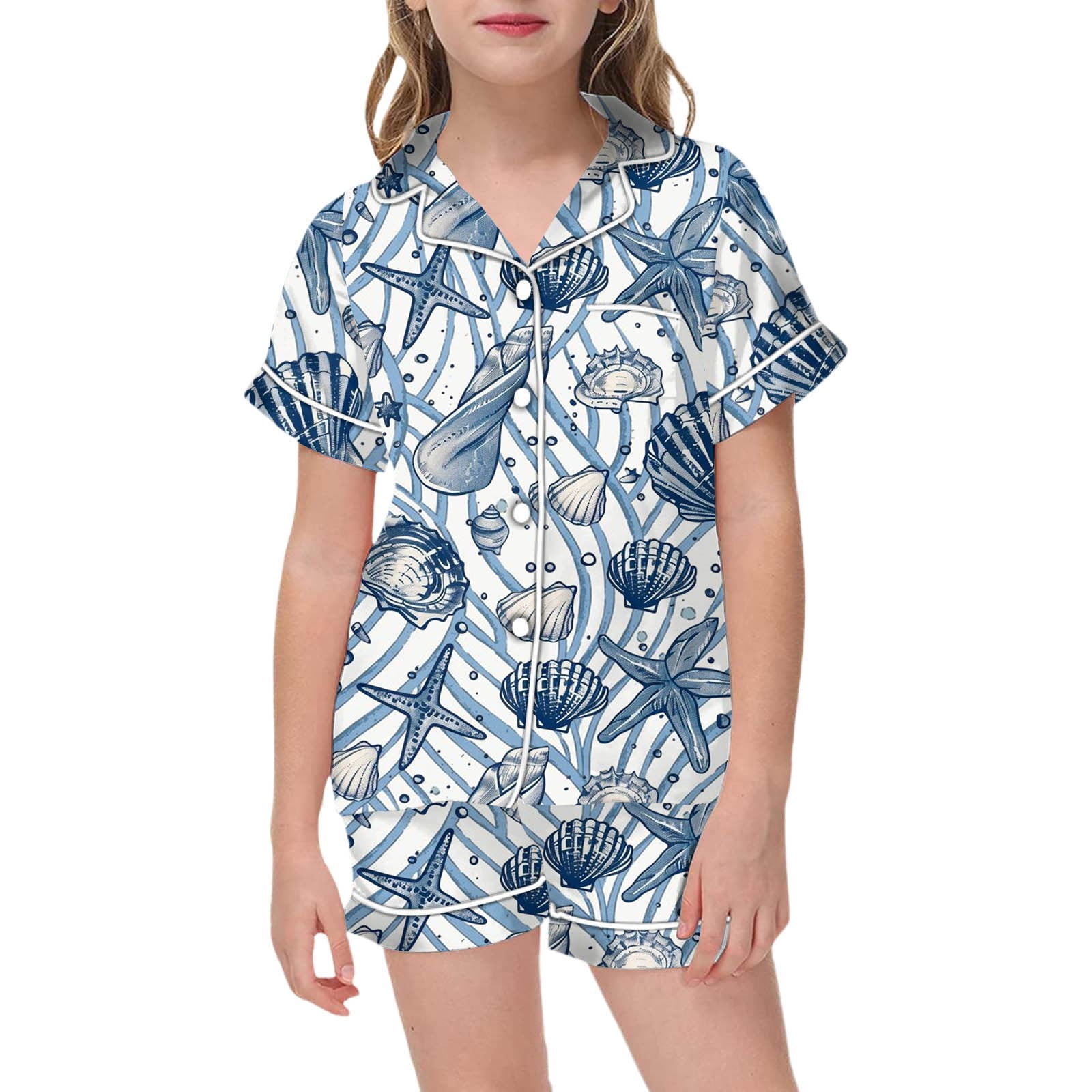 ZHOUCHANKIDS Girls 2 Piece Pajama Set Cute Graphic Print Short Sleeve ...