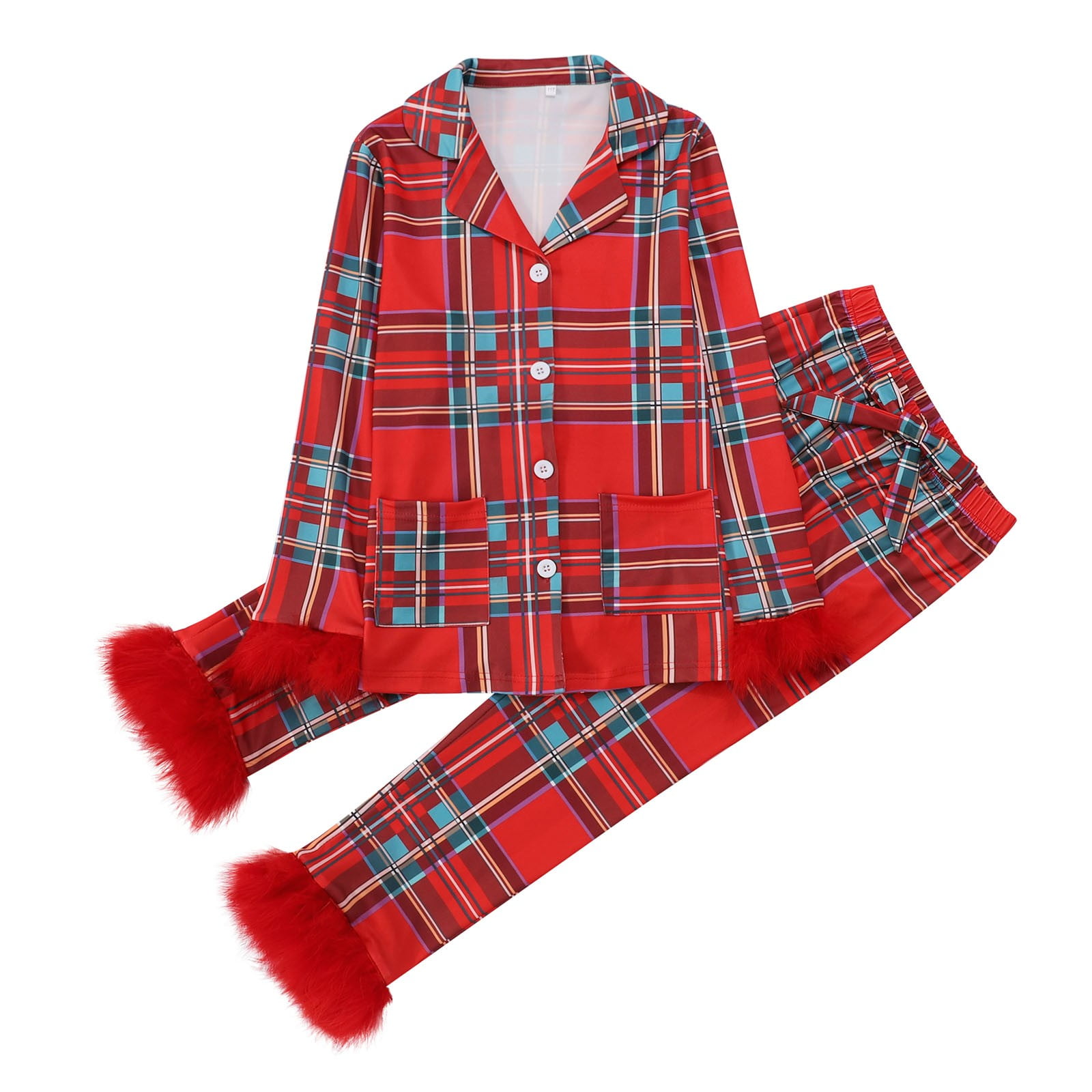 ZHOUCHANKIDS Girls Christmas Pyjamas Set Cute Printed Long Sleeve Top ...