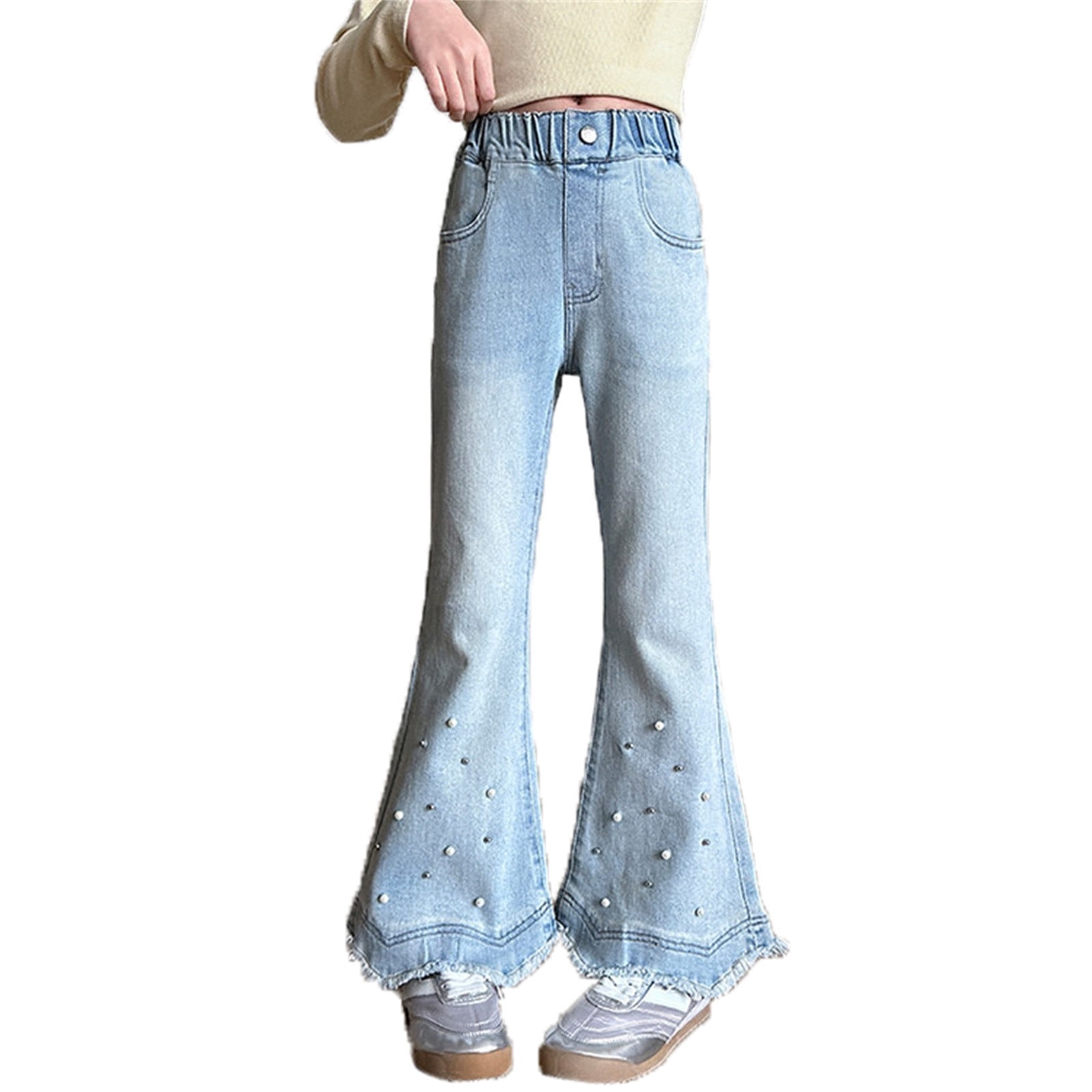 ZHOUCHANKIDS Kids Girls Jeans Denim Pants Cargo Distressed Elastic ...