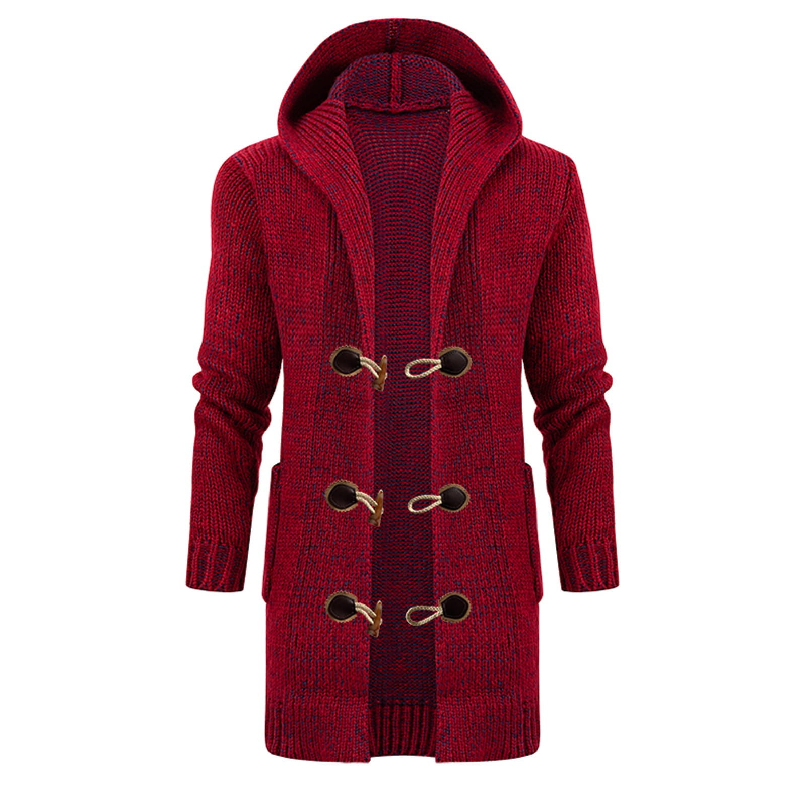 ZHOUCHANKIDS Men's Hooded Overcoat Long Sweater Coat Oversized Retro ...
