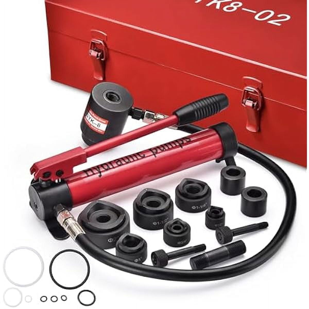 ZHOUJIA 10 Ton Hydraulic Punch Driver Kit Manual Hole Knockout Puncher ...