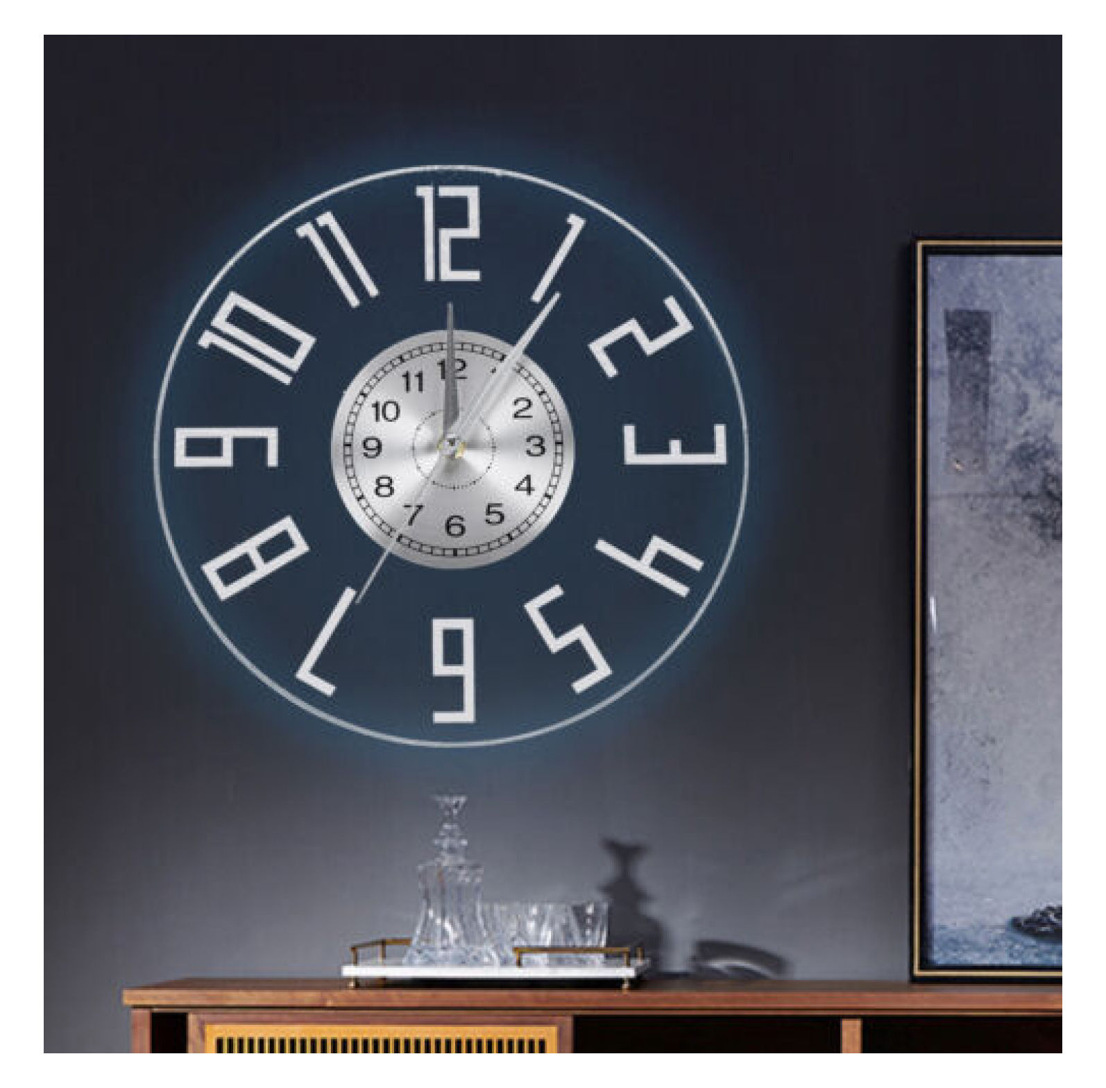 ZHOUJIA 12“ Round lighted Digital Large LED Wall Clock + Control Wall ...