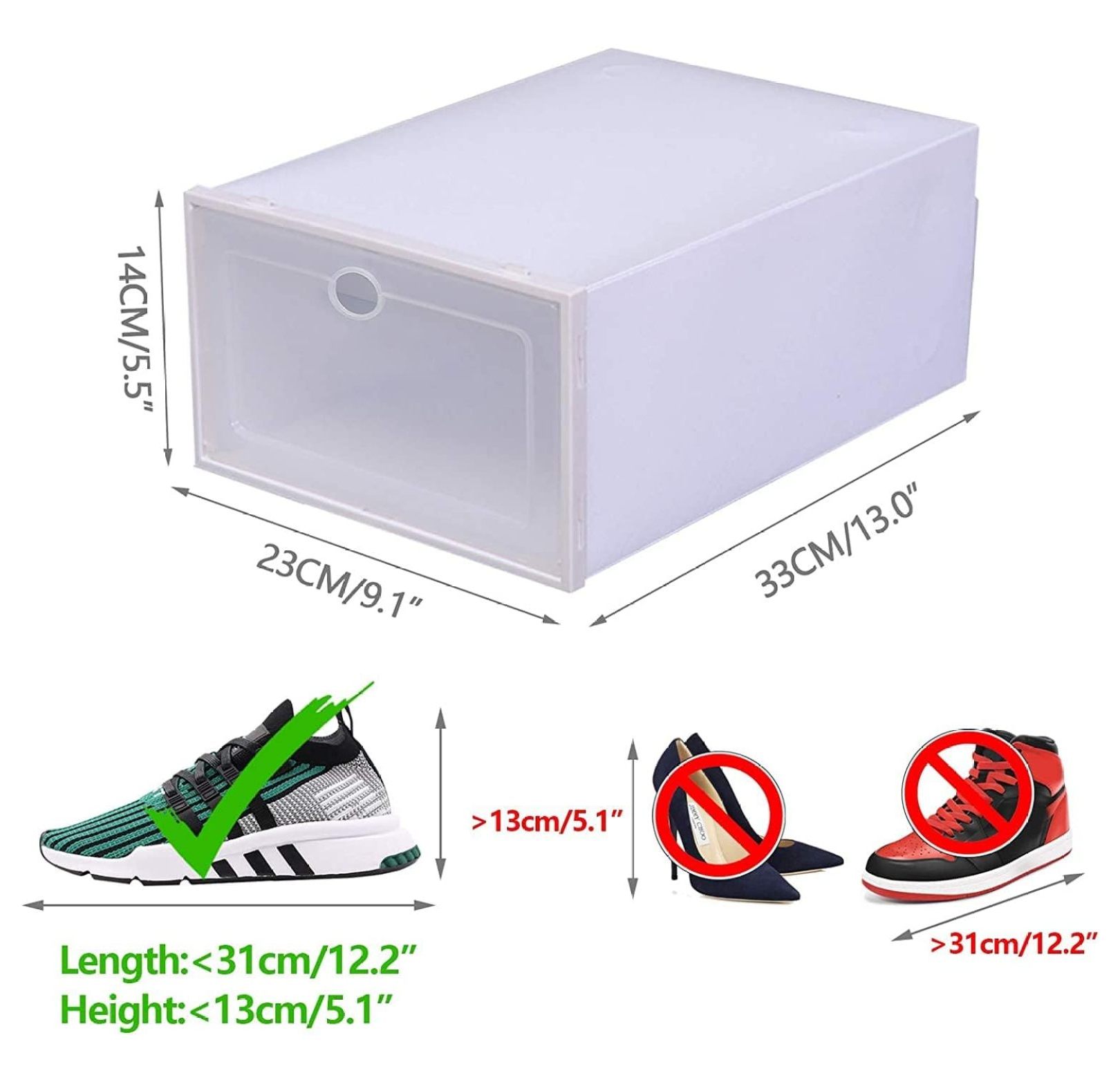 ZHOUJIA 24 Pack Shoe Storage Box,Clear Plastic Stackable Shoe Organizer ...