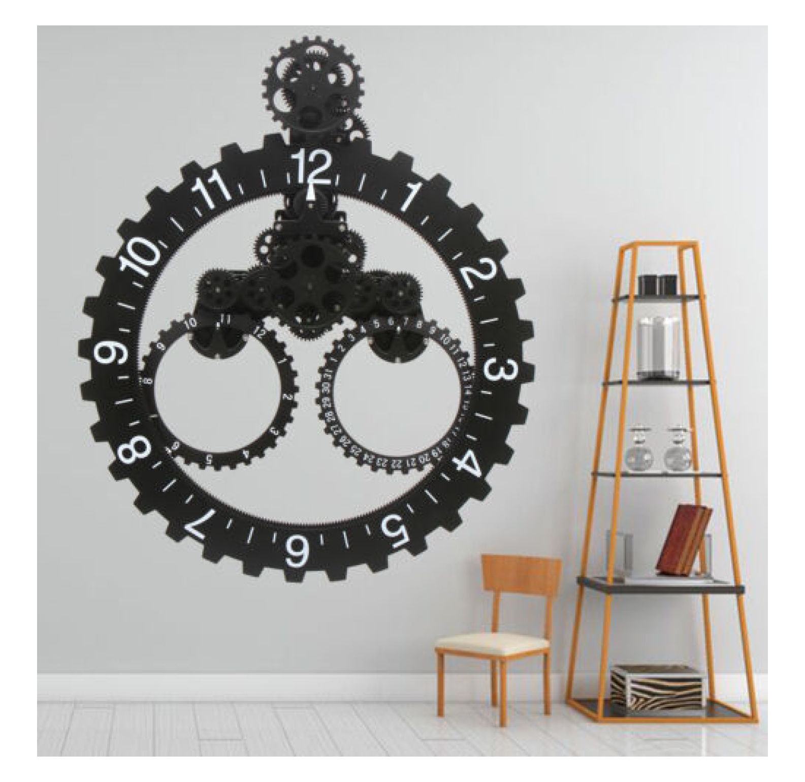 ZHOUJIA 27" Mechanical Modern Design Wall Art Gear Clock Big Calendar ...