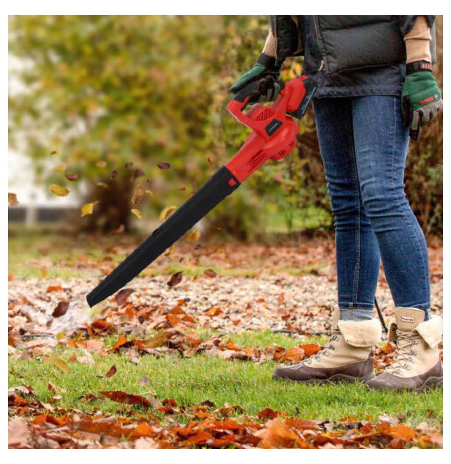 ZHOUJIA Mini Blower RED,2- In-1 Cordless Small Blower with 21V Lithium ...