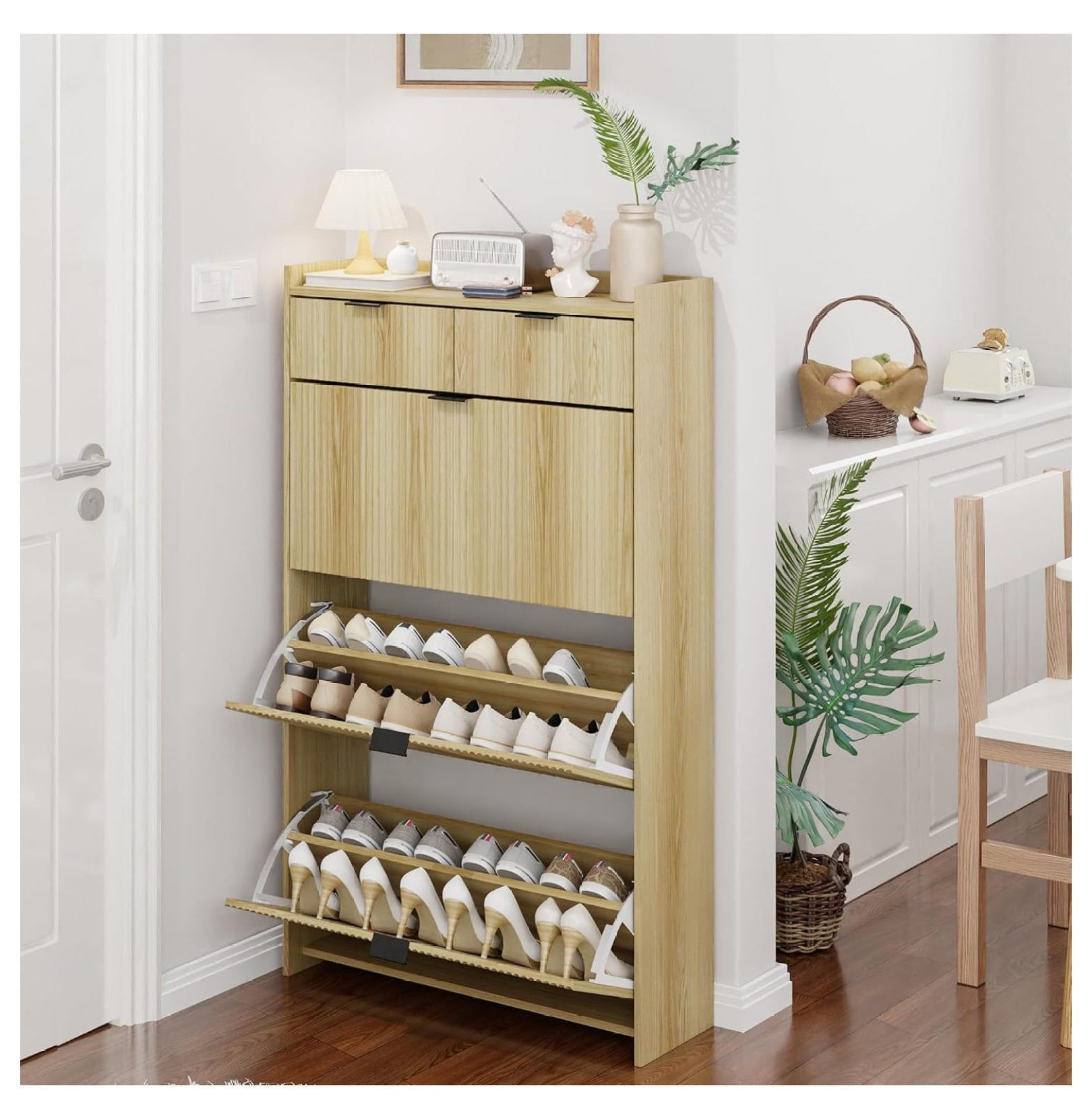 ZHOUJIA Shoe Cabinet Storage for Entryway, Modern Slim Shoe Organizer ...