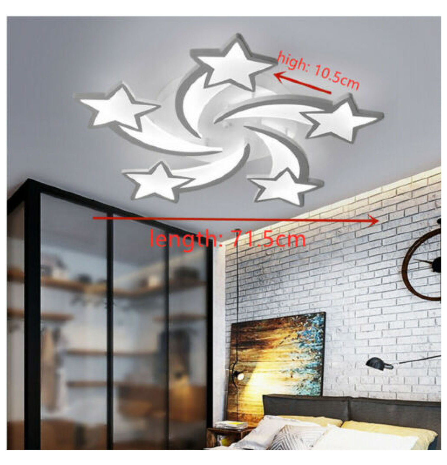 ZHOUJIA Star LED Ceiling Light Lamp Baby Bedroom Fixtures 71*10.5cm ...