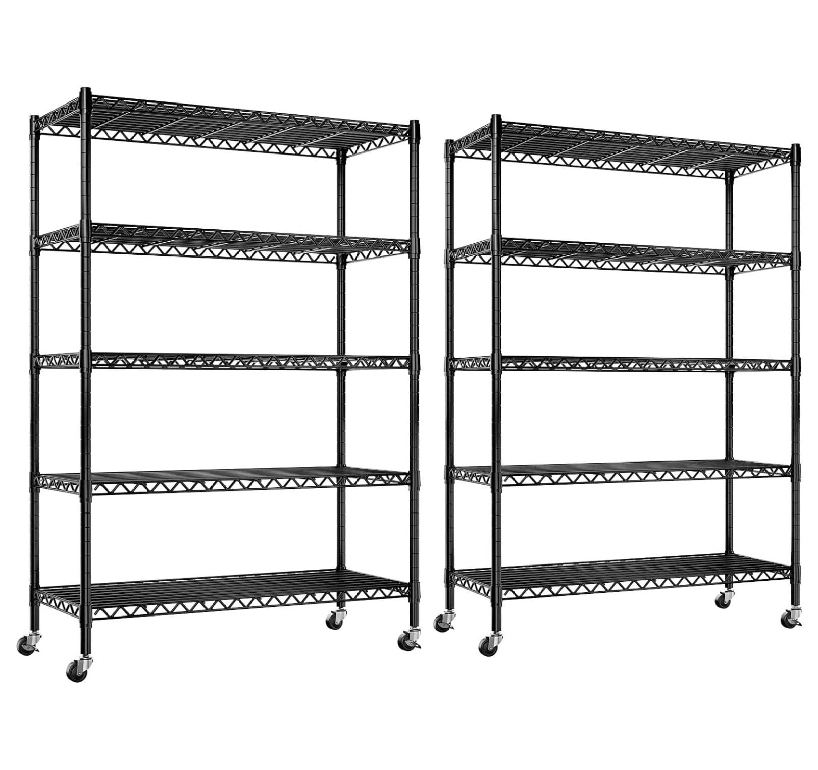 ZHOUJIA Wire Shelving Rack Garage Shelving with Wheels 5 Tier Metal ...