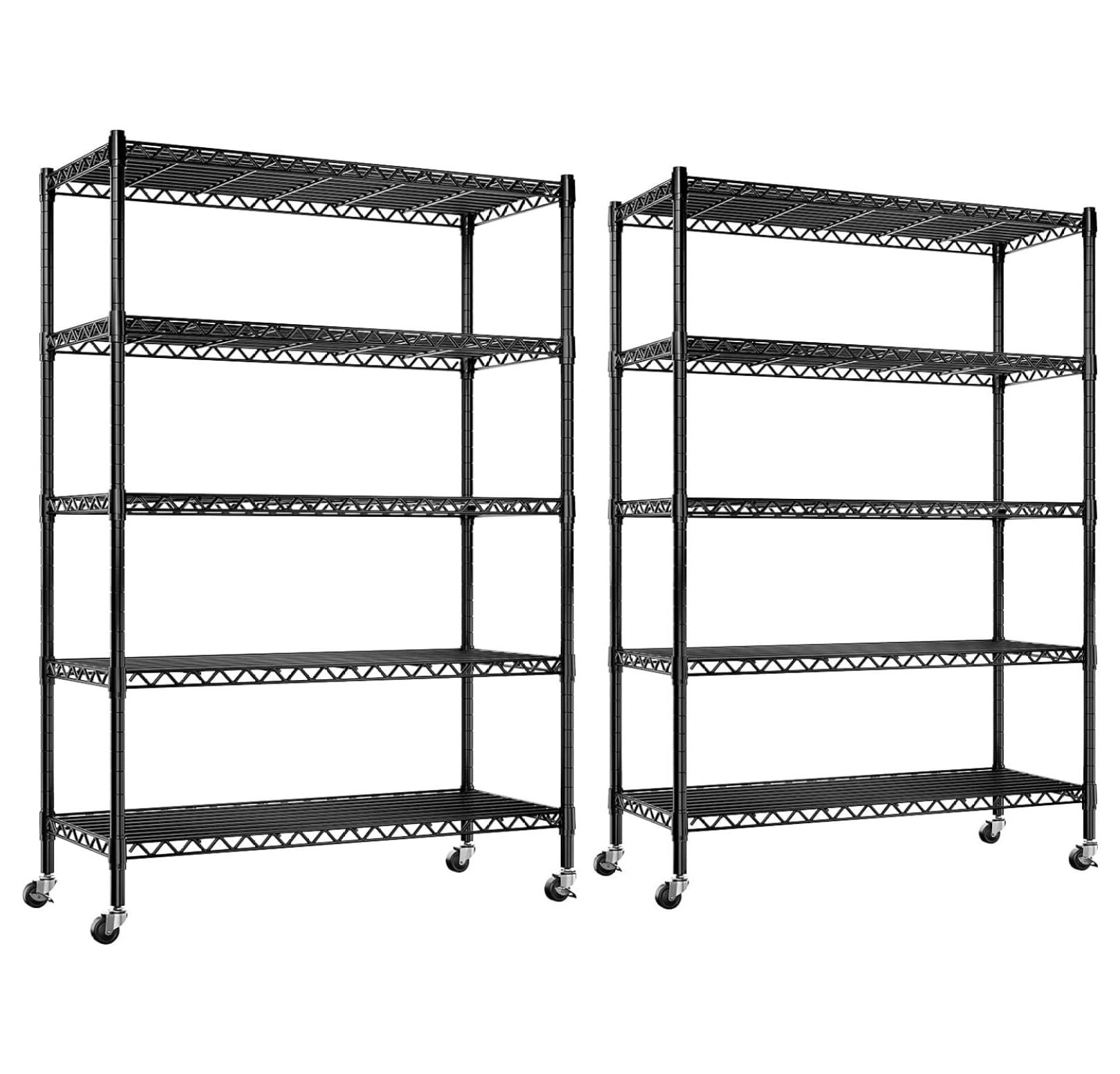 ZHOUJIA Wire Shelving Rack Garage Shelving with Wheels 5 Tier Metal ...