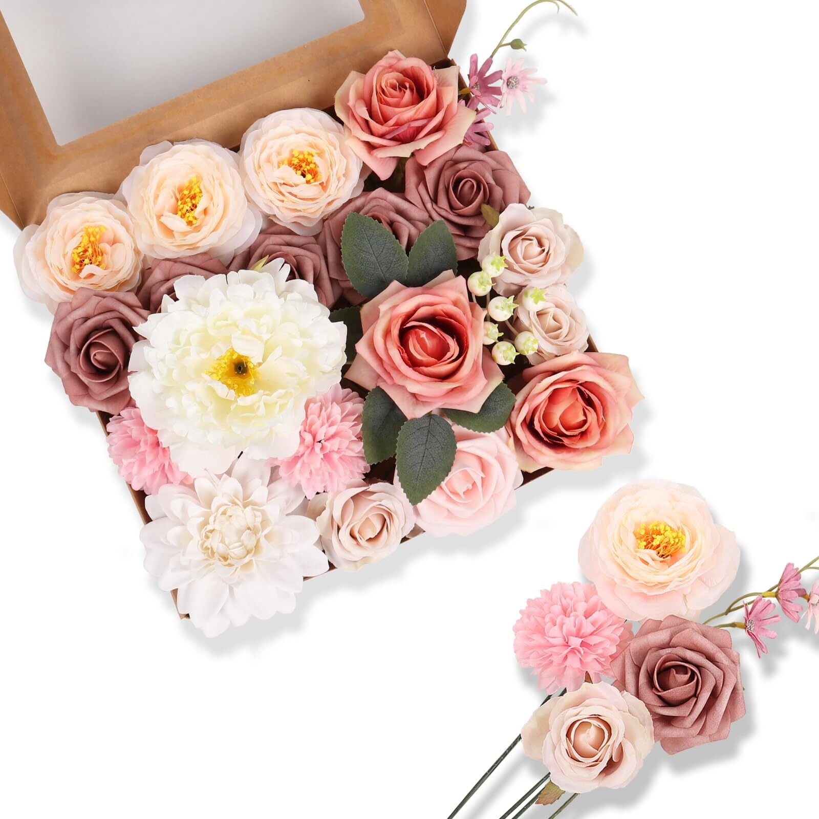 ZHOULG Artificial Fall Flowers Burnt Combo Box Set for DIY Bridal ...