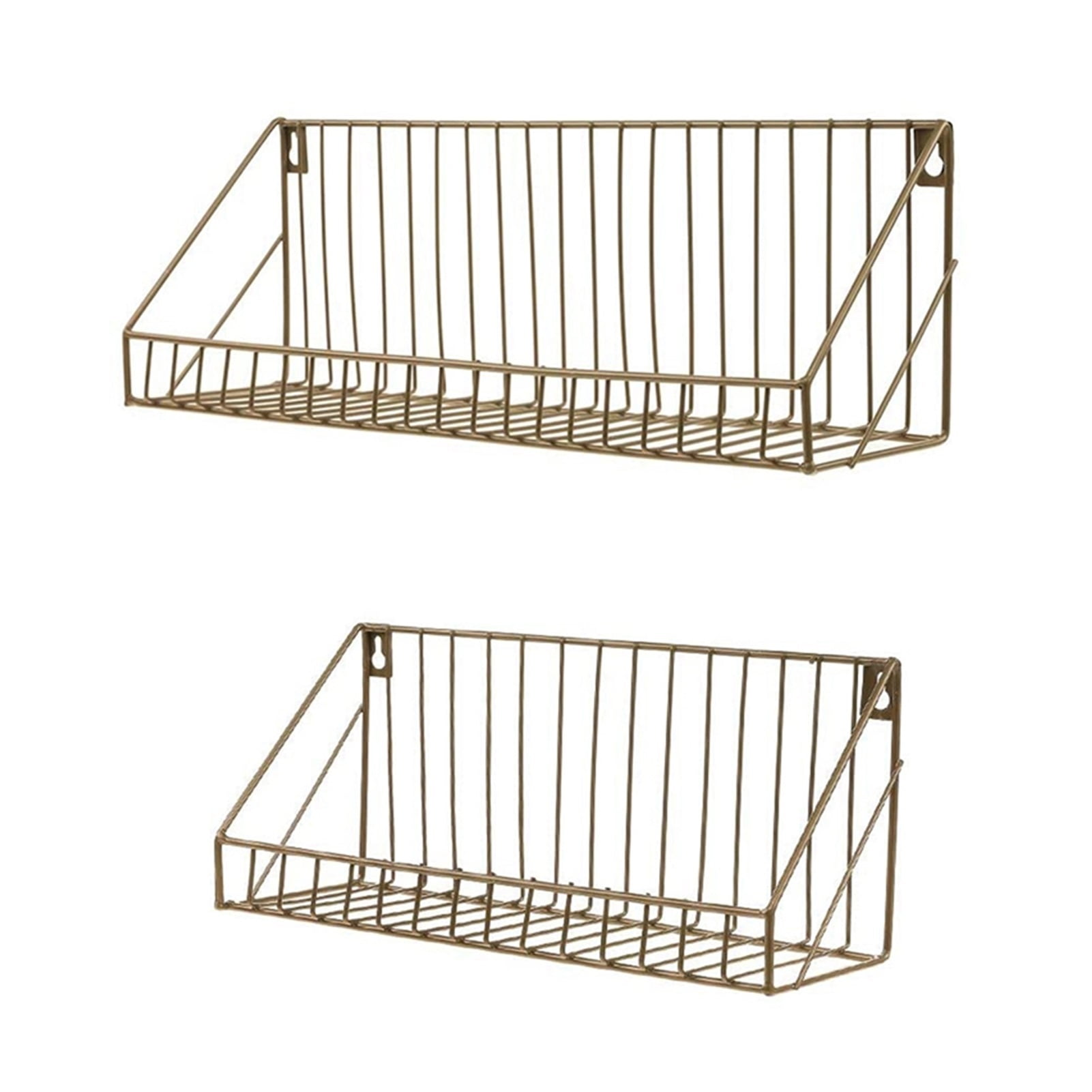 ZHOULG Set of 2 Wall Shelf Floating Shelf with Metal Grid Storage ...