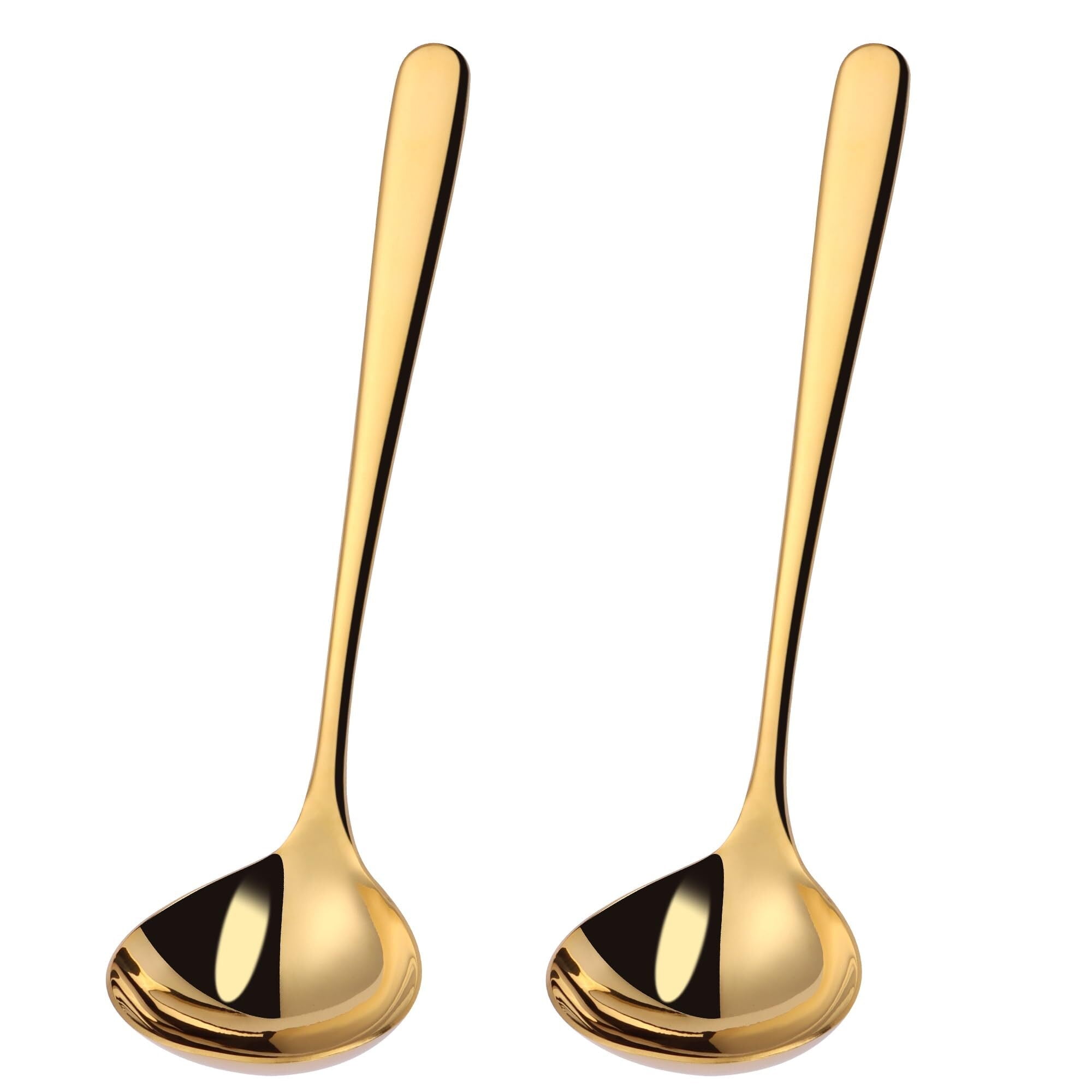 ZHOULONG 9.5 Inch Gold Ladle Spoons SUS304 Stainless Steel Soup Ladle 2 ...