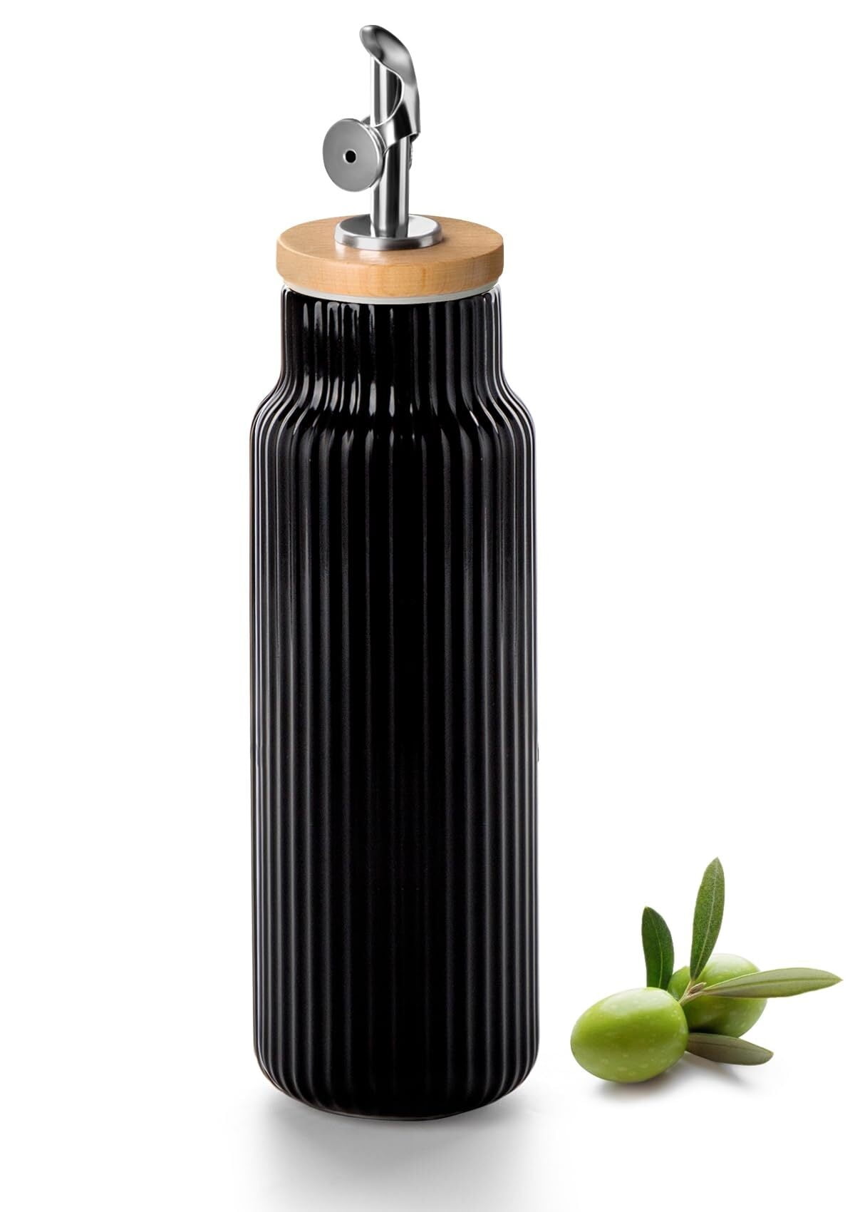 ZHOULONG Ceramic Olive Oil Dispenser Bottle for Kitchen, 14 oz Opaque ...