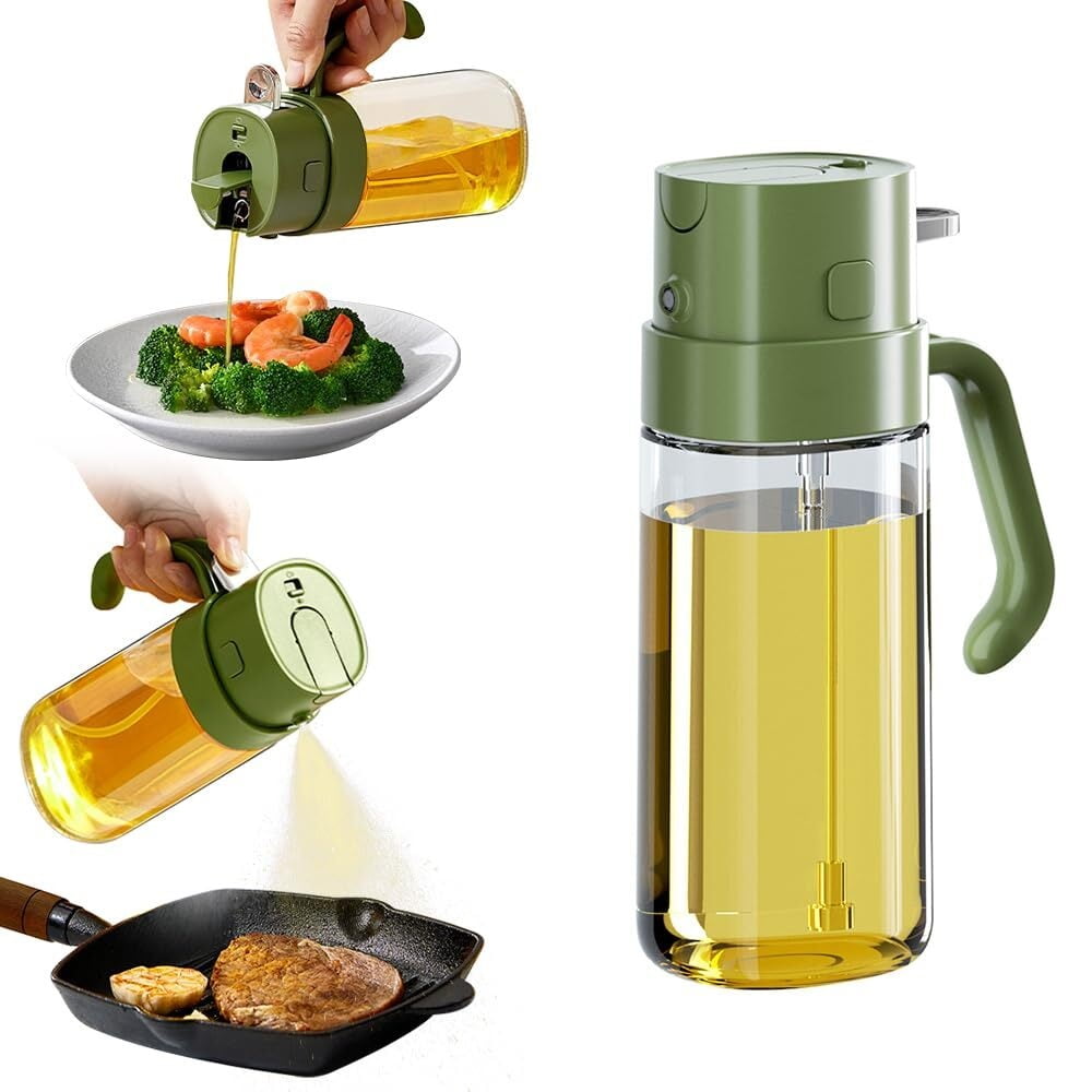 ZHOULONG Oil Sprayer for Cooking, 18.6oz/550ml 2 in 1 Olive Oil Dispenser Bottle for Kitchen ...