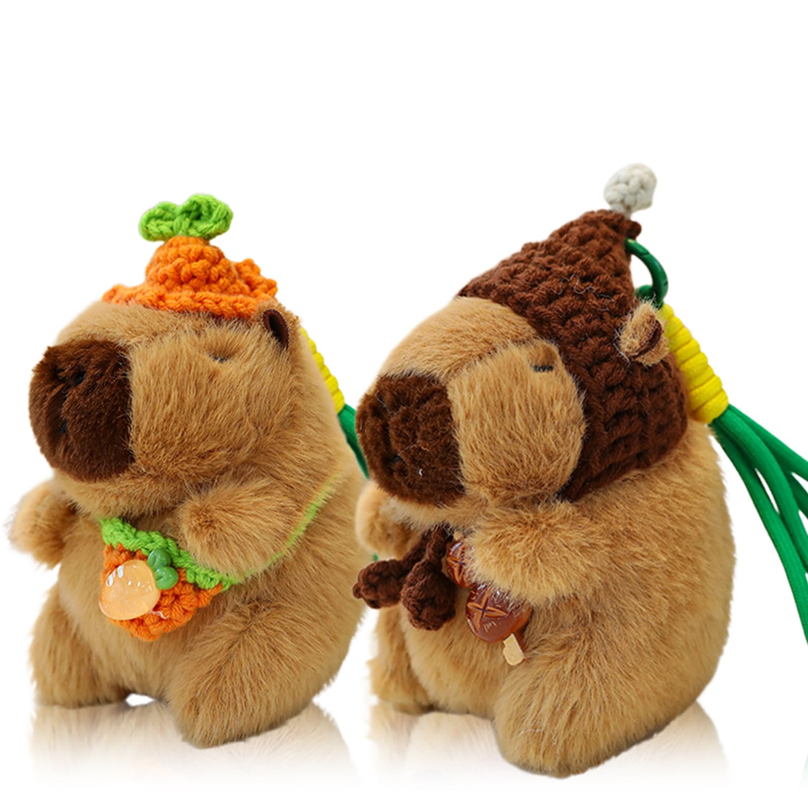ZHOULONGG Ditucu 2 Pcs Knit Capybara Plush Keychain Toys Kawaii ...