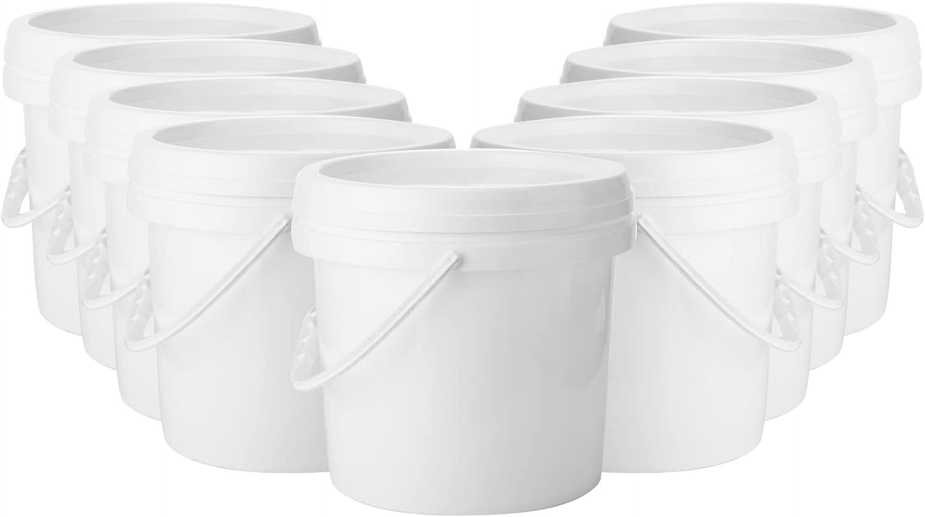 ZHQ 10 Pack White Plastic Bucket with Handle and Lid Food Storage ...