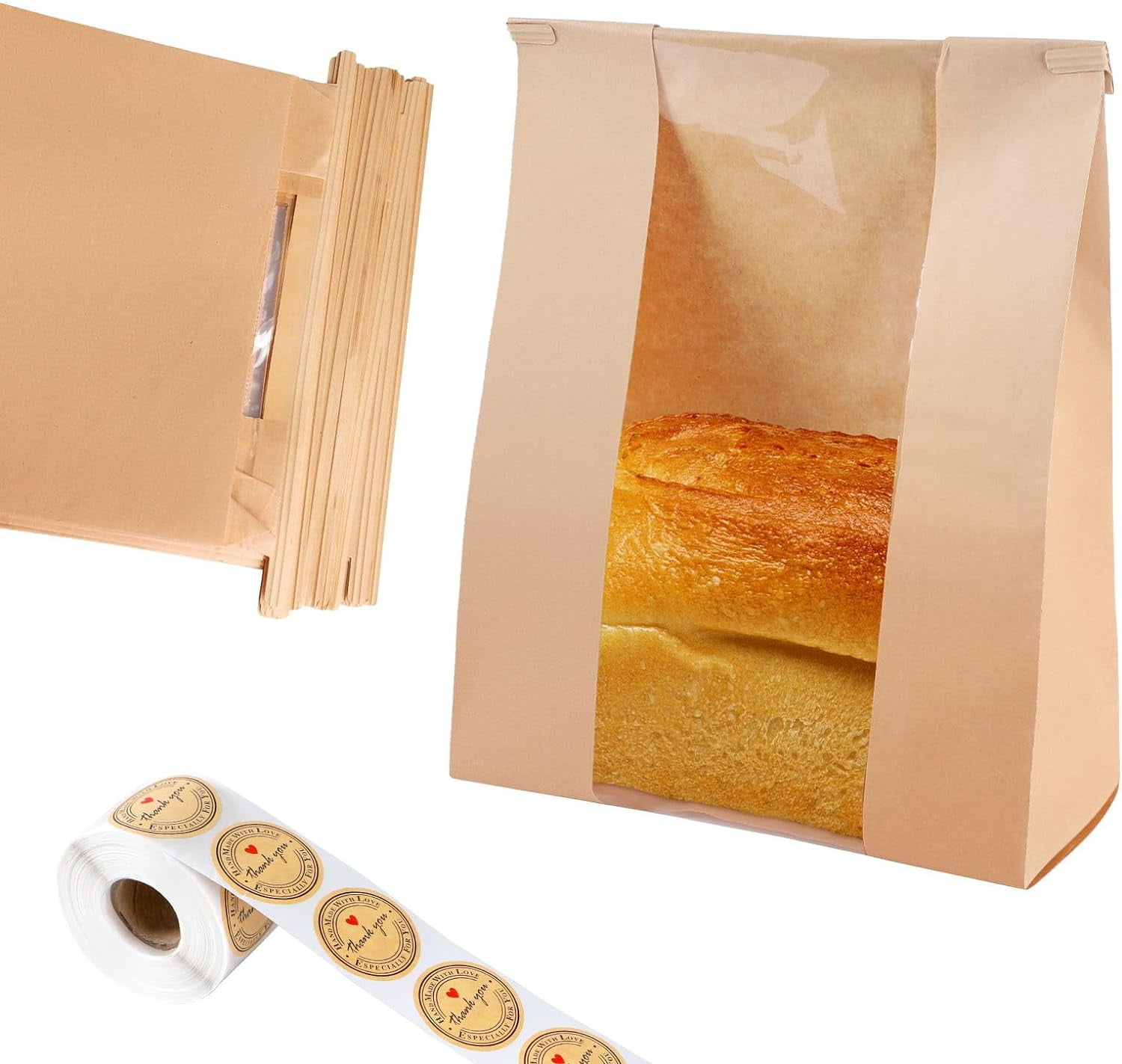 ZHQ 100 Pcs Bread Bags for Homemade Bread Sourdough Bread Bags Paper ...