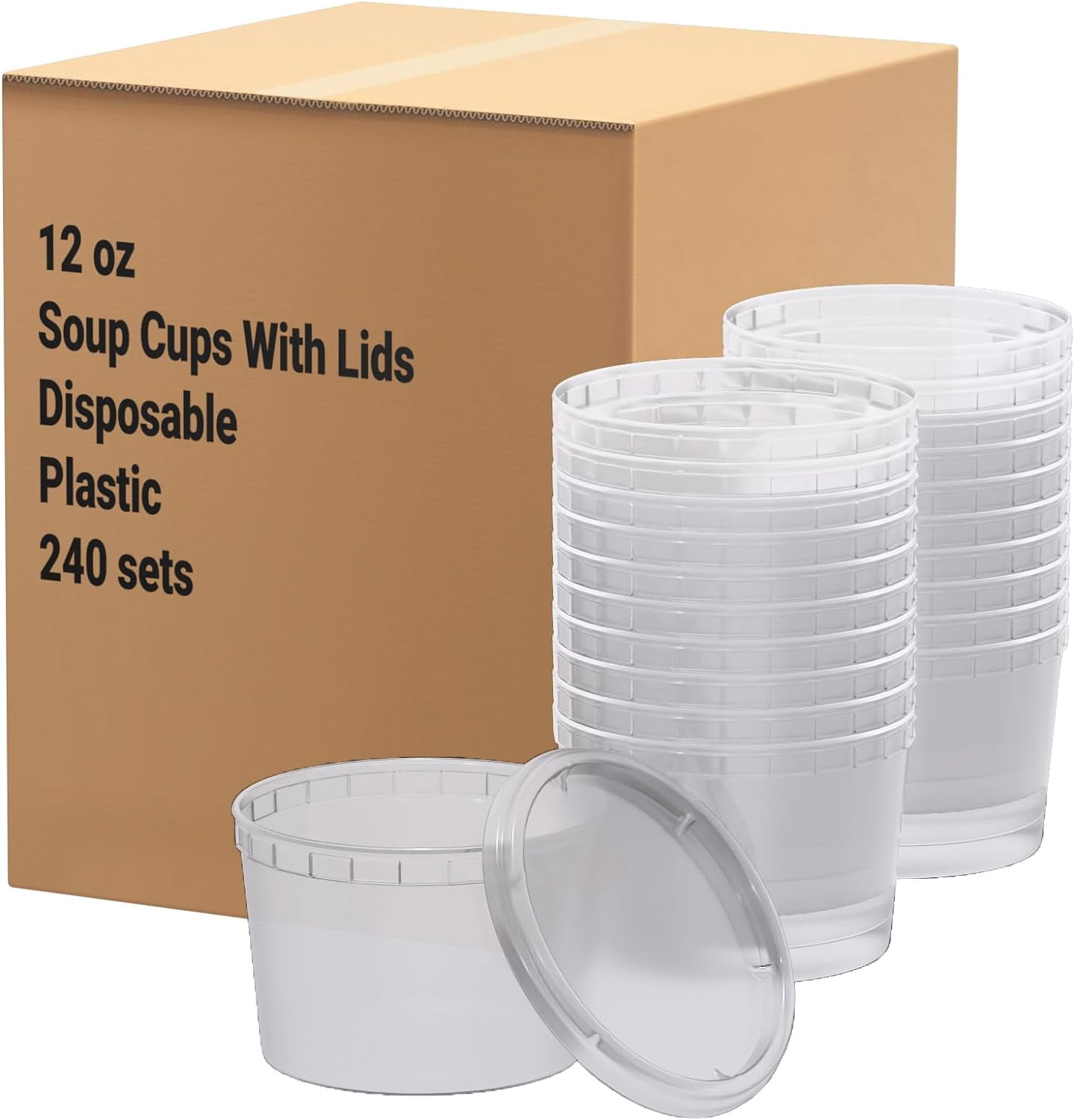ZHQ | 12 oz Plastic Microwavable Soup Countainer | Deli To Go ...