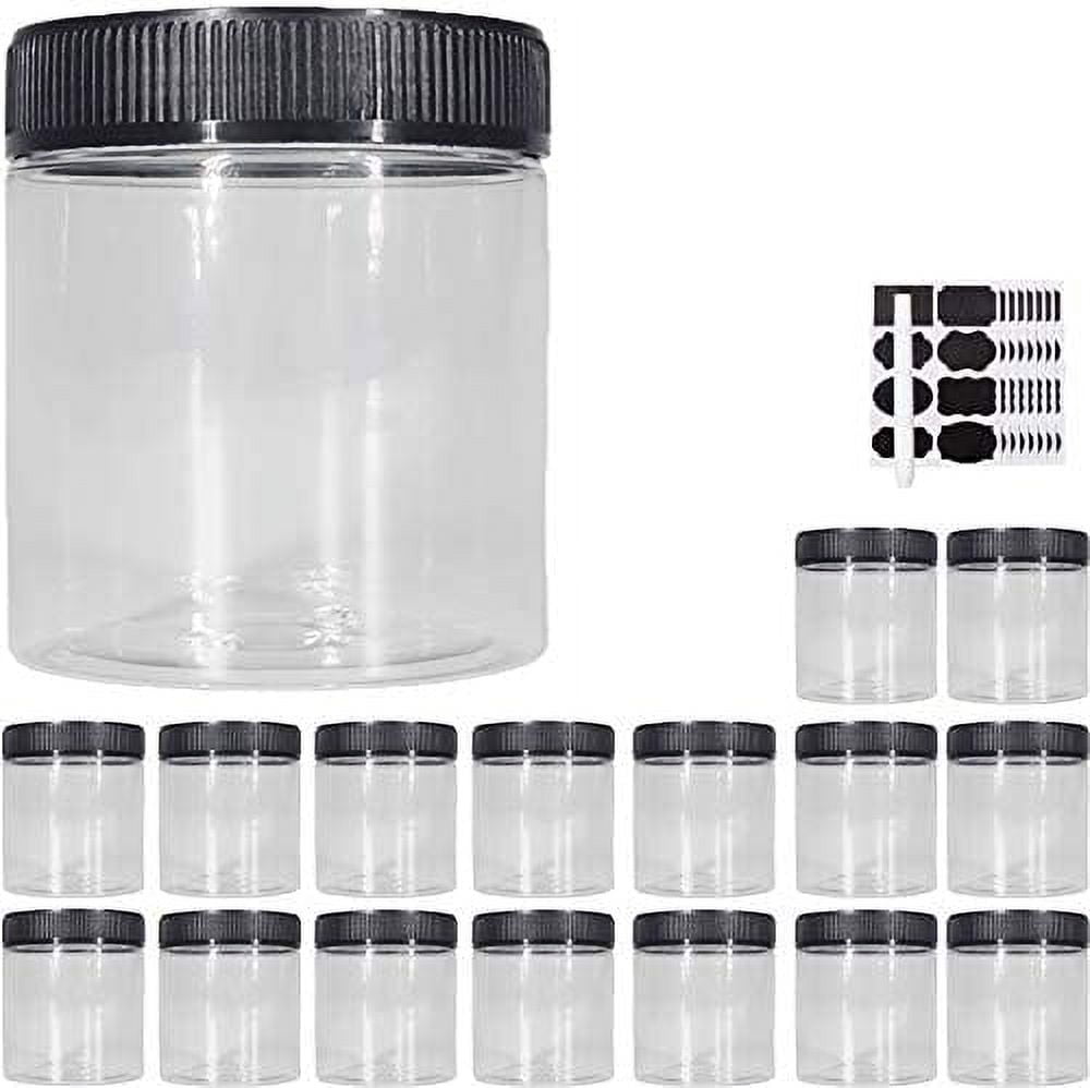 ZHQ 16oz Clear Plastic Jars With Lids, Airtight Container Ideal For Dry ...