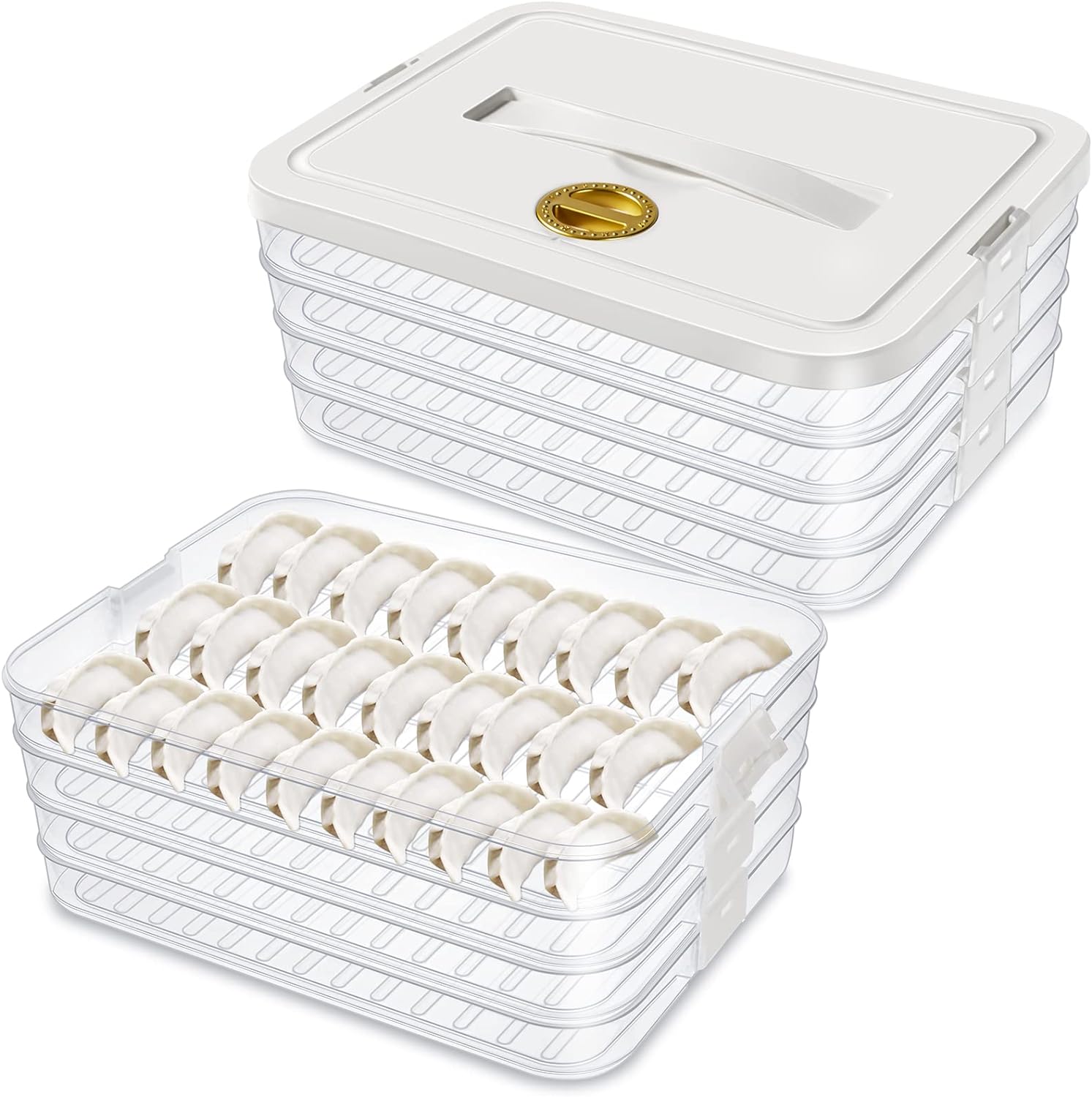 ZHQ 2 Pcs 4 Layer Dumpling Storage Box for Freezer Food Container ...
