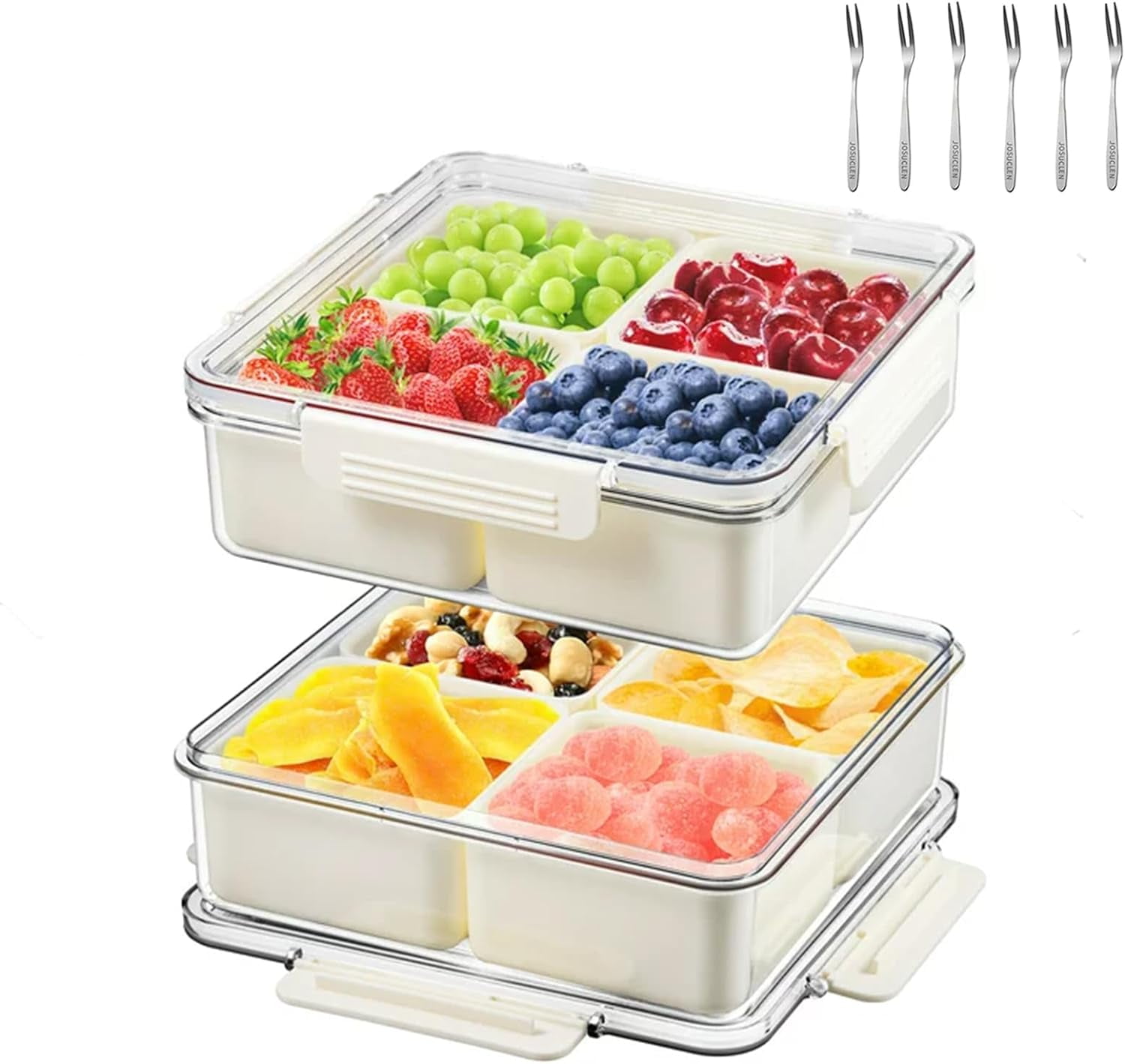 ZHQ 2Pack Divided Serving Trays for Fridge, Snackle Box Container for ...