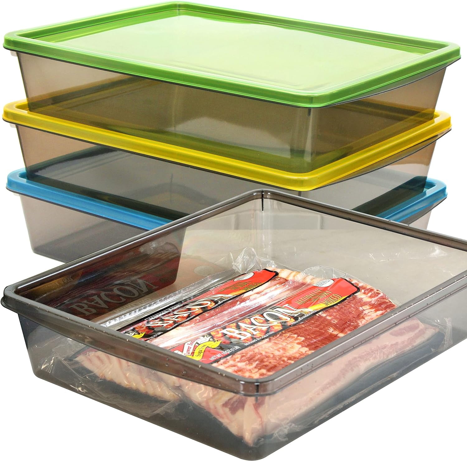 ZHQ 3 Pack 1.3 Gallon Food Storage Containers, Plastic Bacon Containers ...