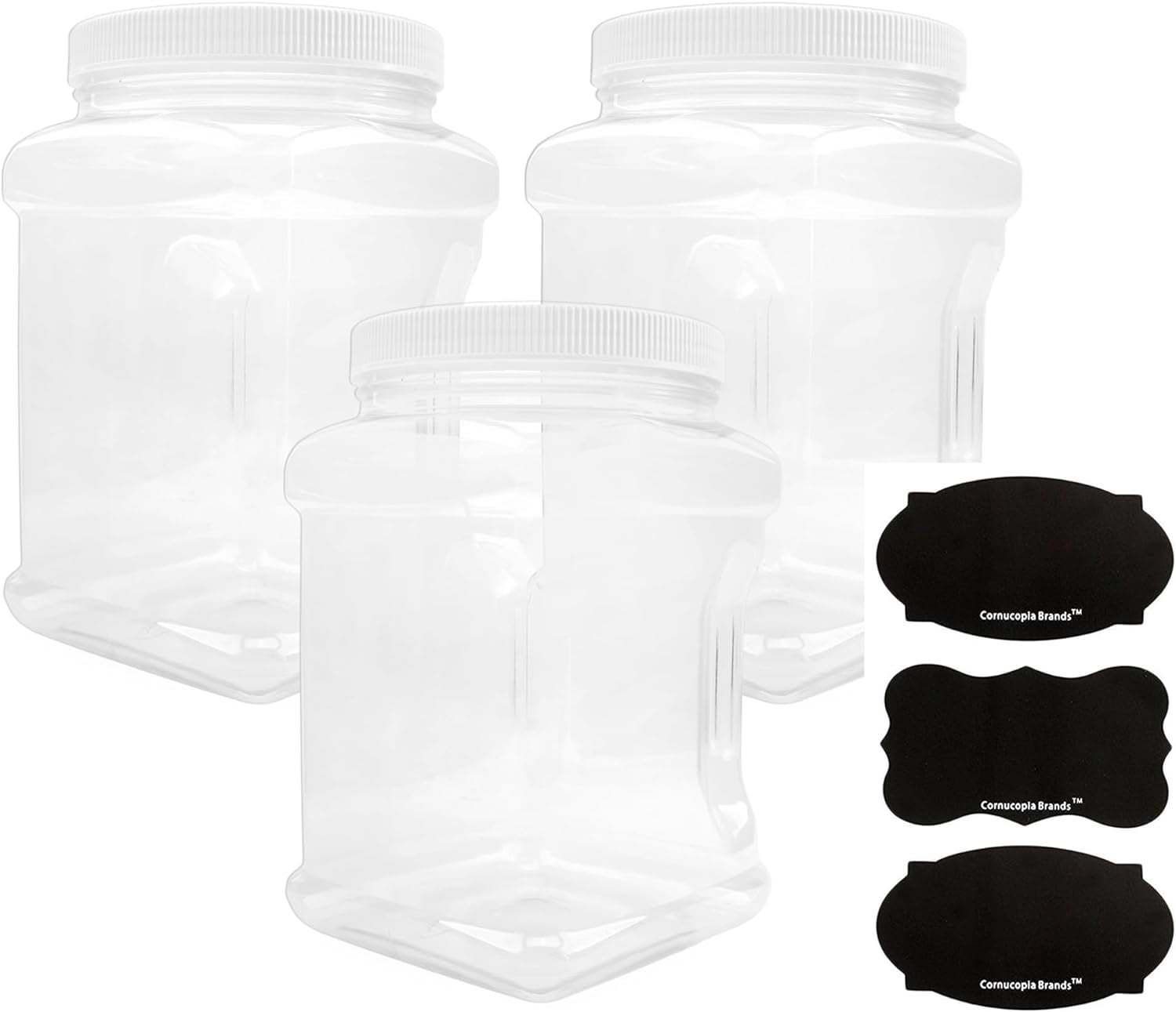 ZHQ 3-Pack Square 64 Oz 1/2 Gallon Plastic Canisters; 8-Cup Capacity ...