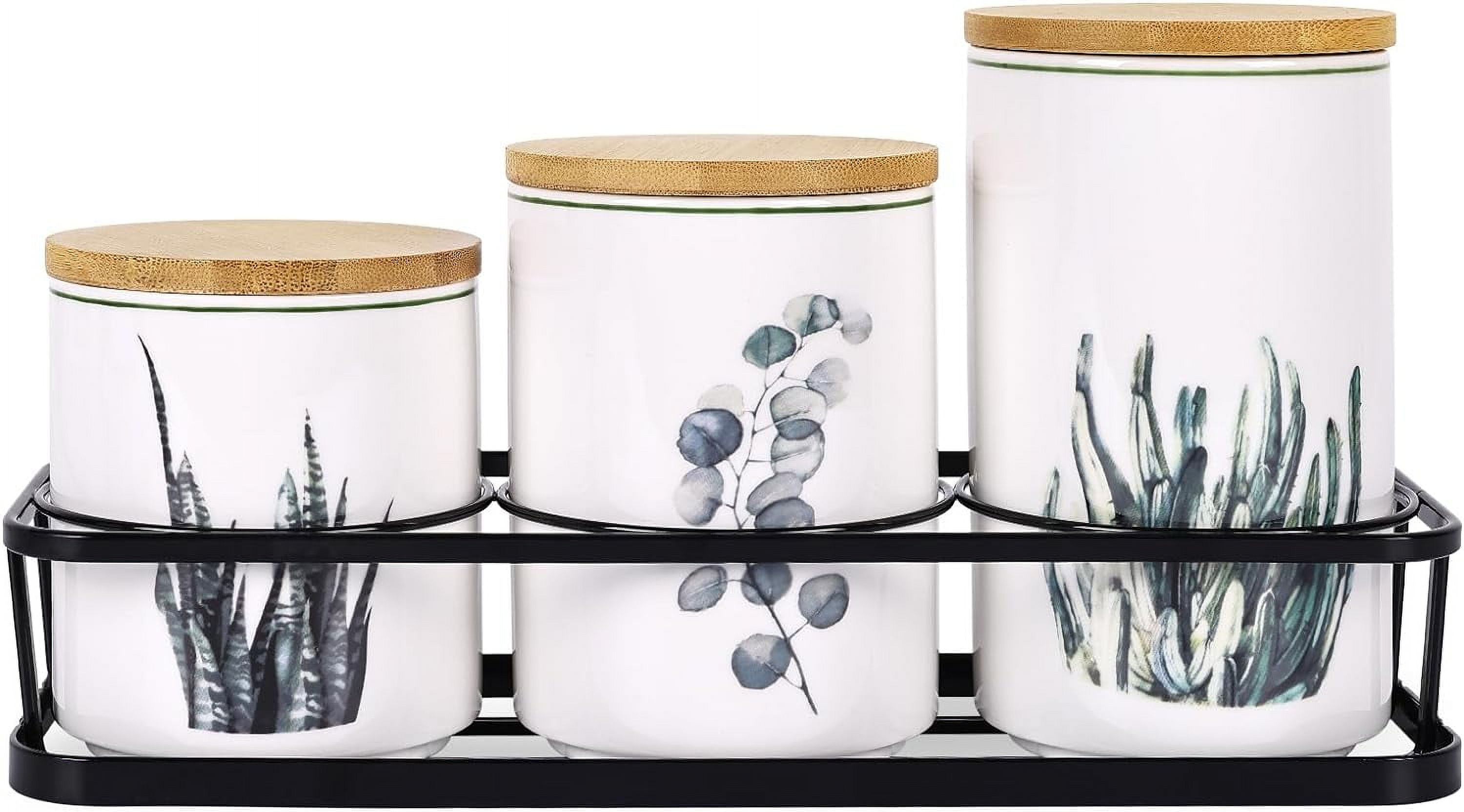 ZHQ Ceramic Canister Set for Kitchen Countertop - A Set of 3 Kitchen ...
