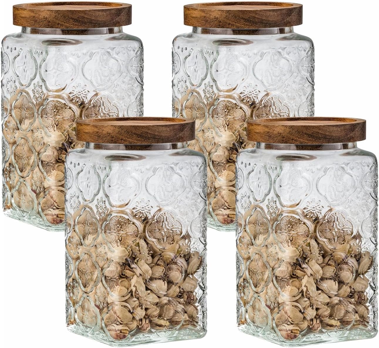 ZHQ Vintage Glass Airtight Storage Jar, With Airtight Wood Lid, Kitchen ...