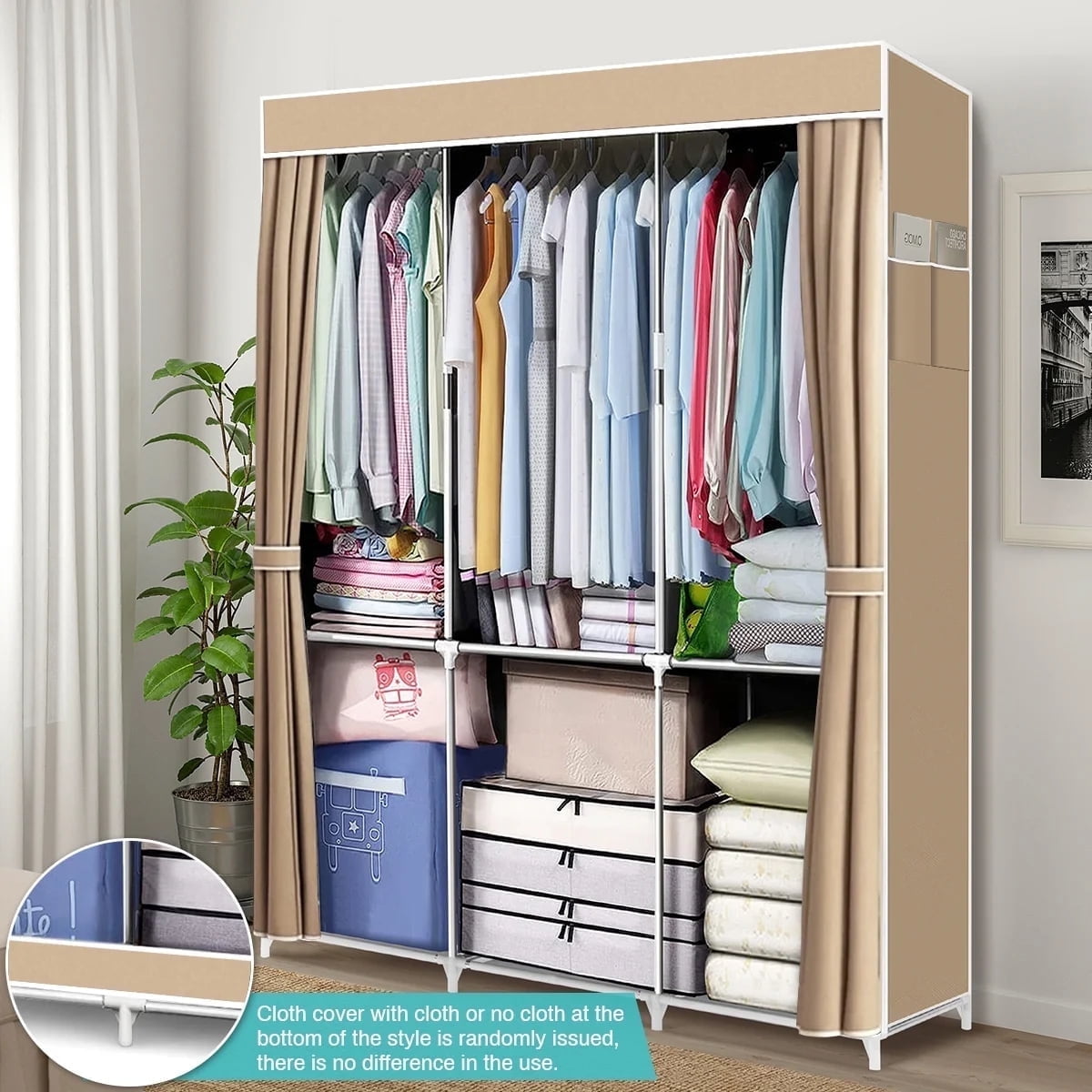 ZHQM Portable Wardrobe Closet,Adult Portable Closet For Bedroom Home ...