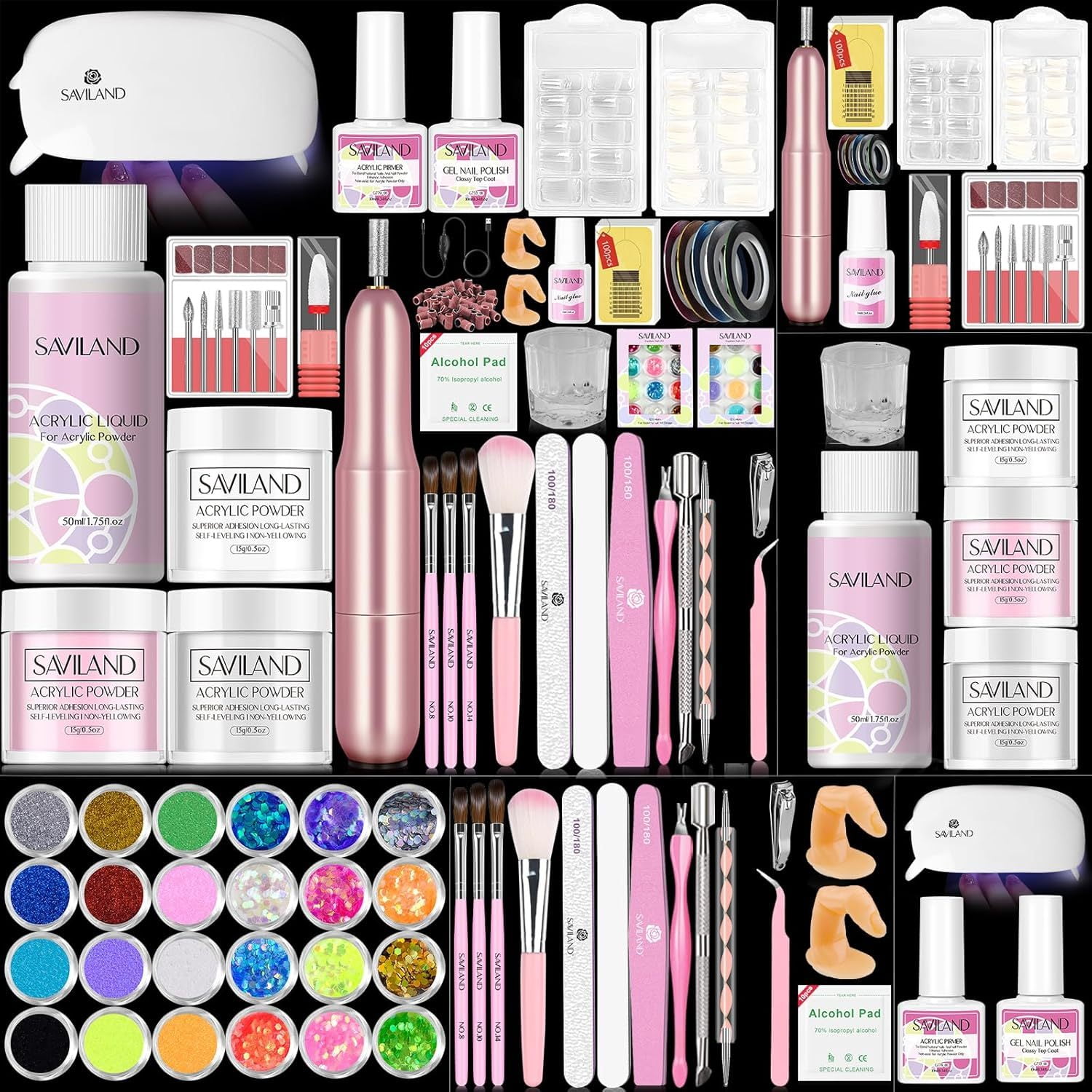 ZHSF Acrylic Nail Kit – 3 Colors Acrylic Powder & Liquid Set with Nail ...