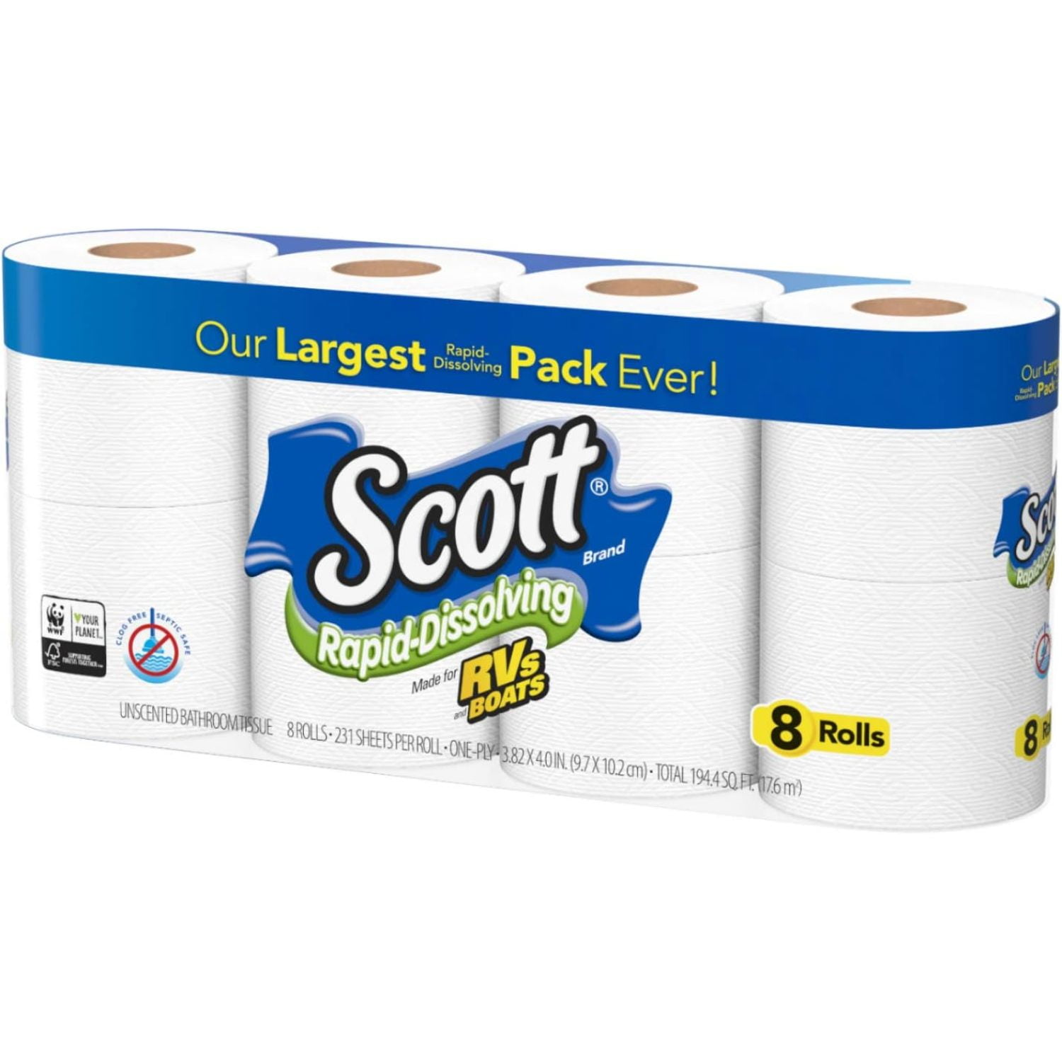 ZHSF Rapid Dissolve Bath Tissue Made for RVs and Boats (8 Rolls ...
