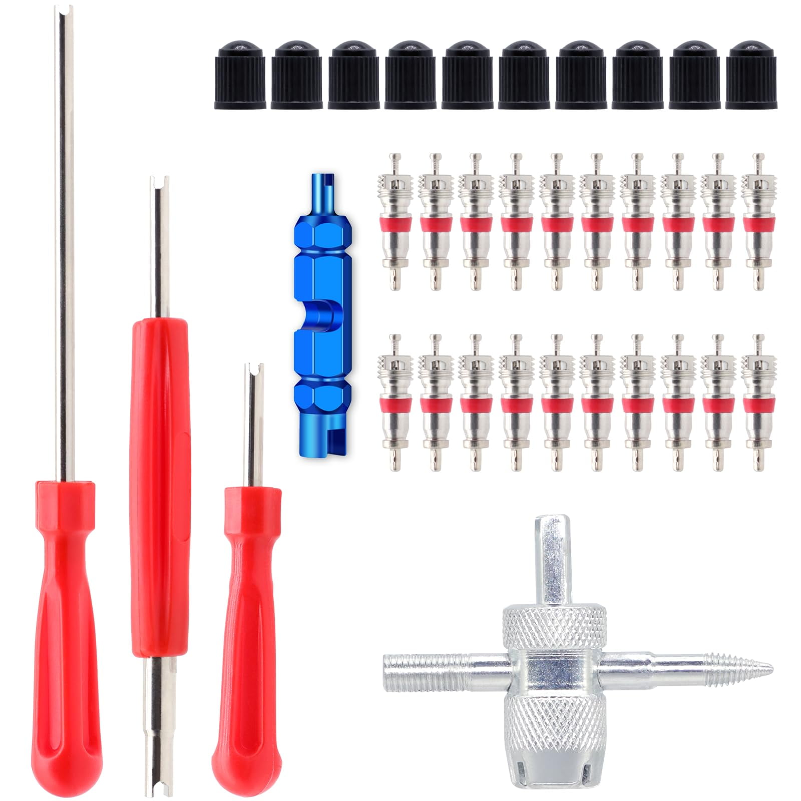 ZHSMS Valve Stem Removal Tool - 20Pcs Valve Cores, 10Pcs Tire Valve ...