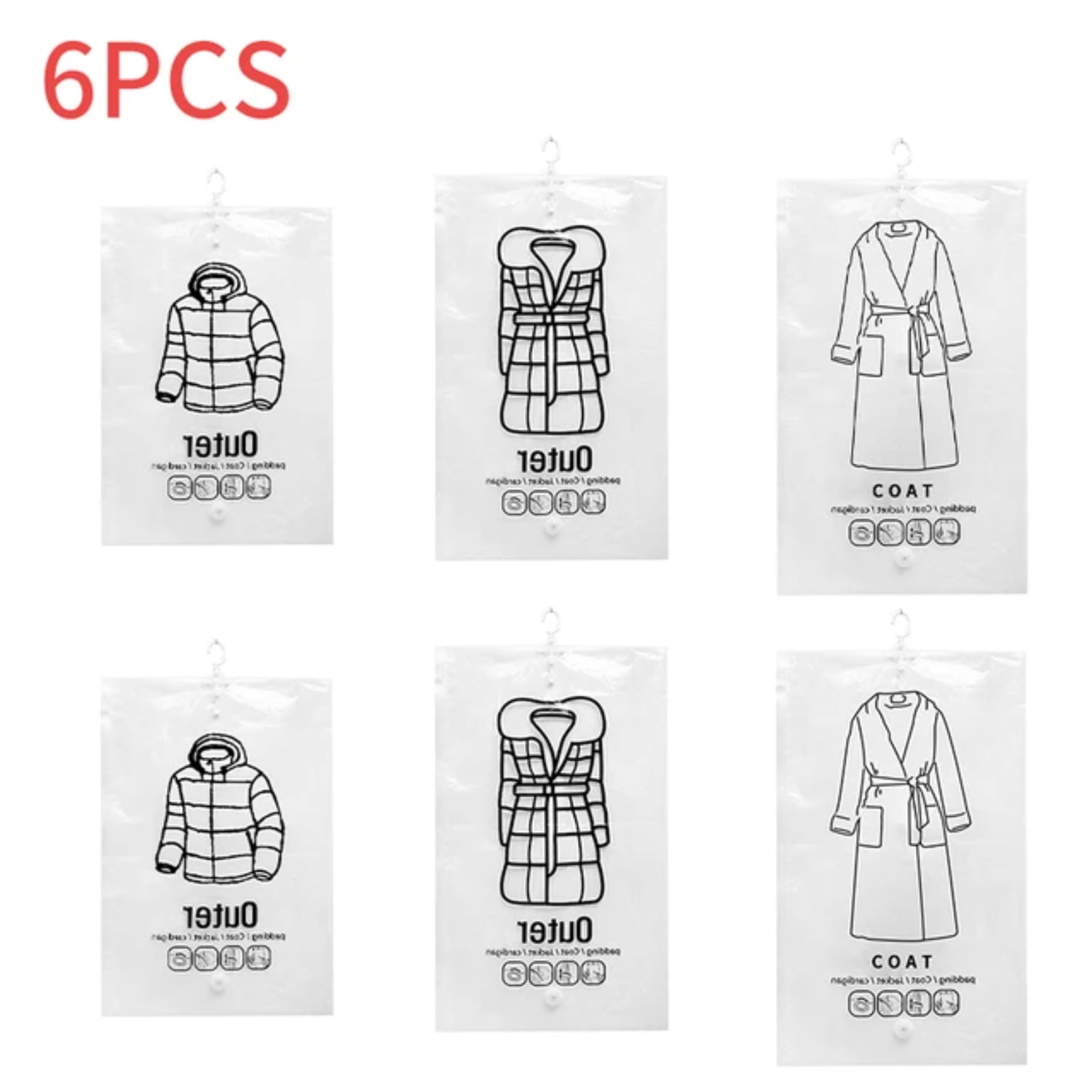 ZHUAISM Extra Large Transparent Hanging Clothes Compression Vacuum Pump ...