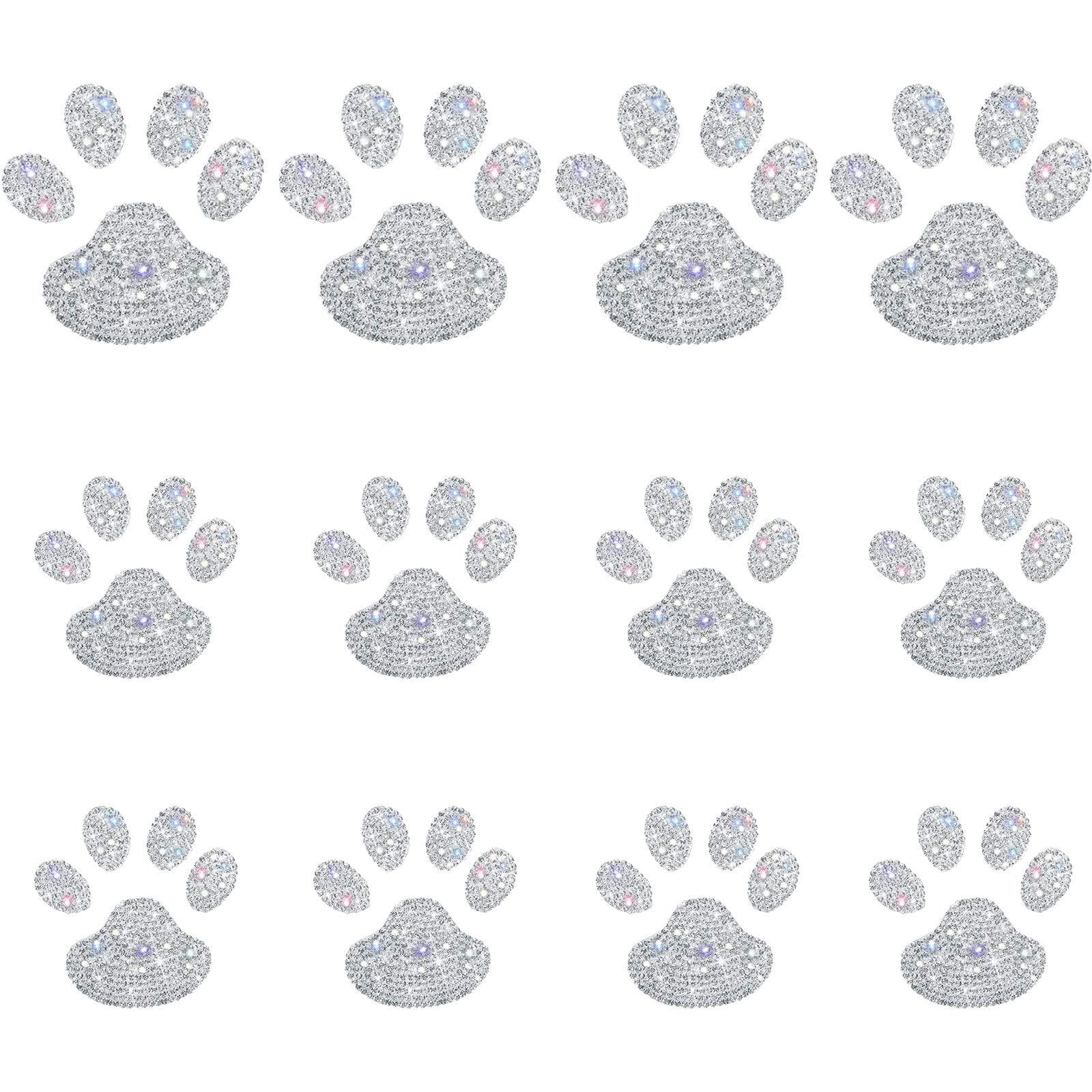 ZHUANGS 24 Sets Car Crystal Paw Stickers Rhinestone Paw Decals Bling ...