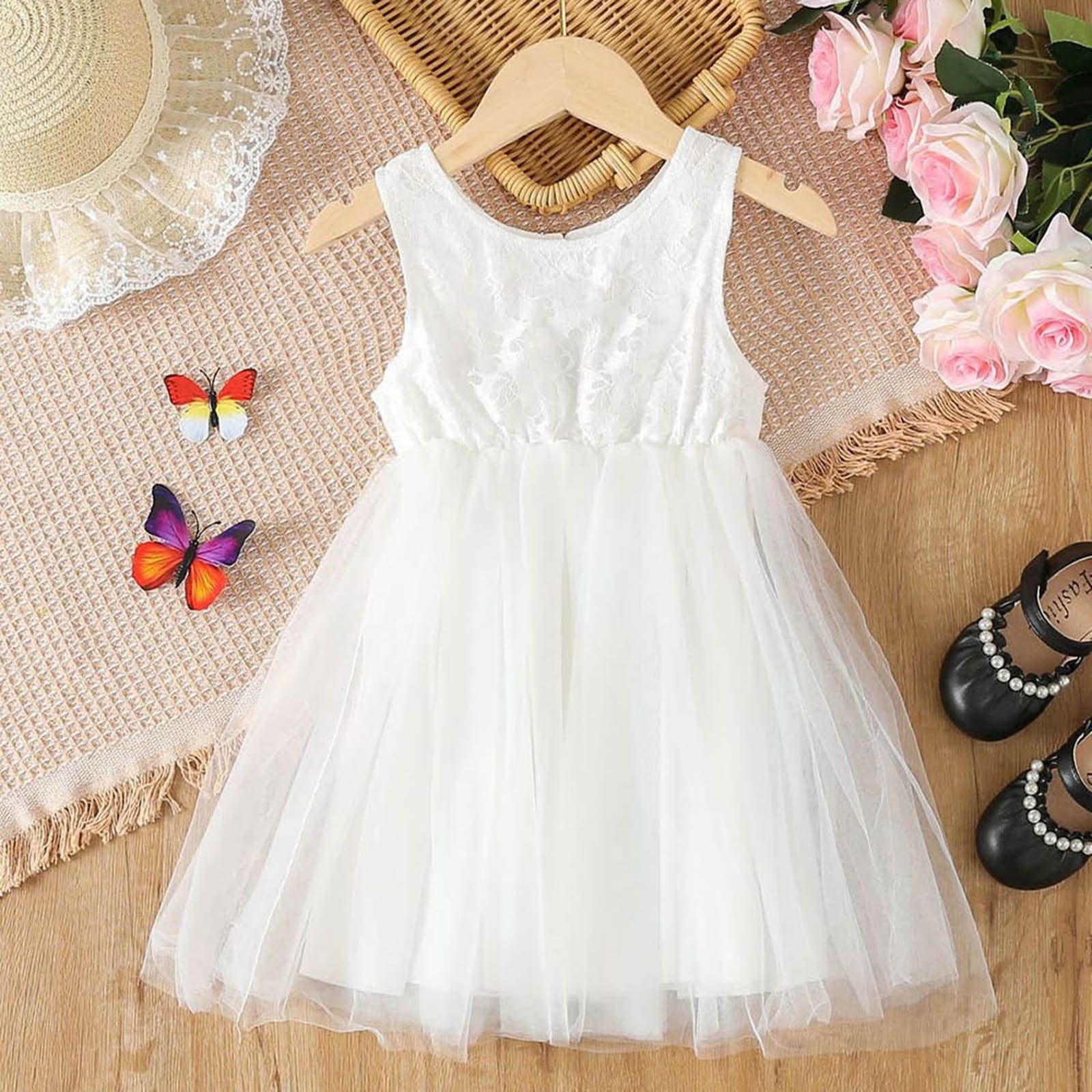 ZHUASHUM Kids Children Girls Summer Sleeveless Dress Mesh Princess ...
