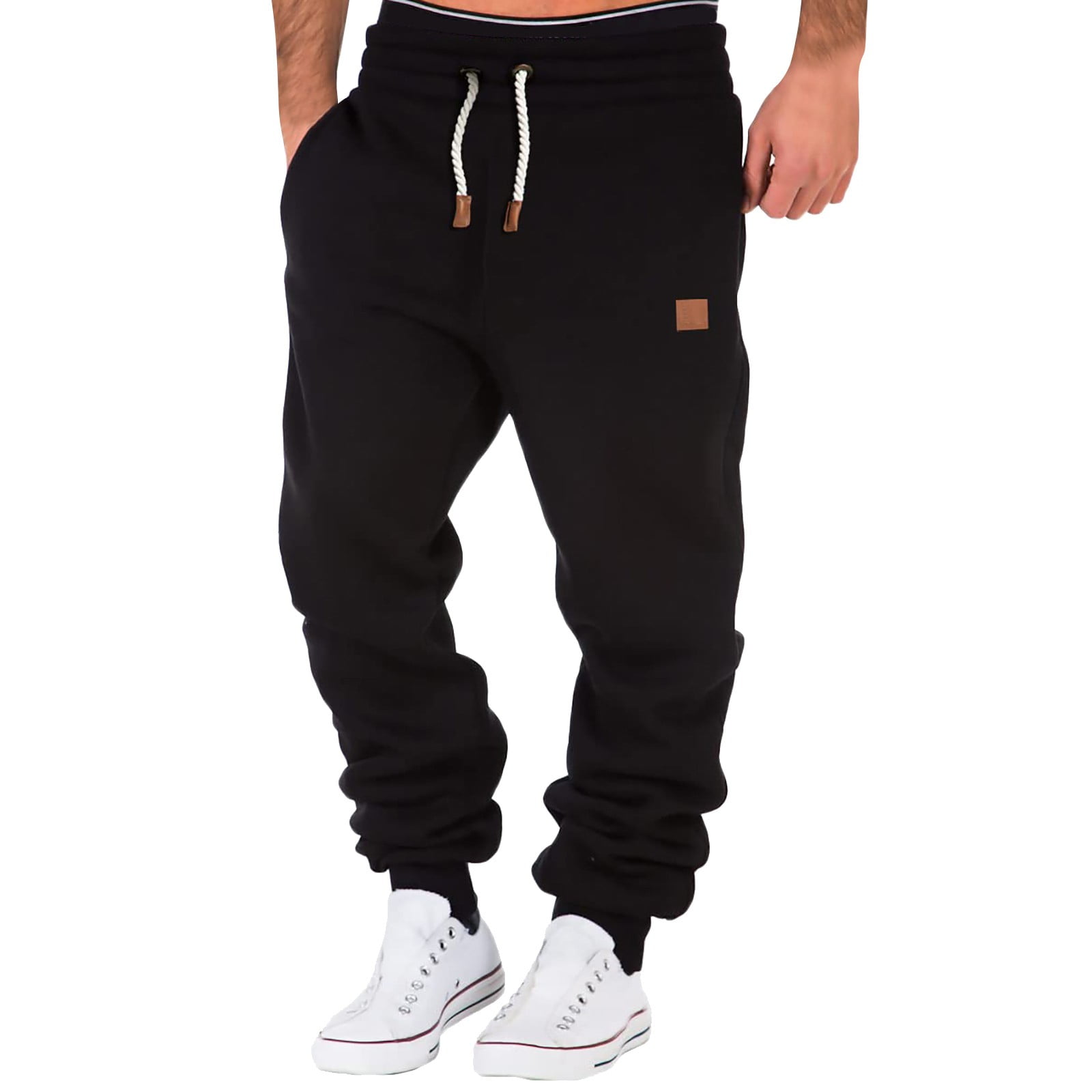 Zhuashum Men Splicing Printed Overalls Pocket Sport Work Trouser Pants