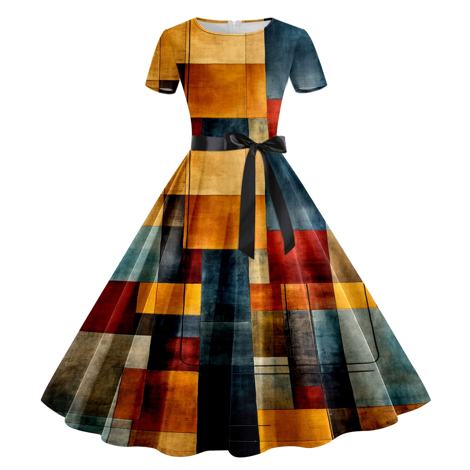 ZHUASHUM Women Dress 2024 Trends Ladies Fashionable Multi Color Retro ...