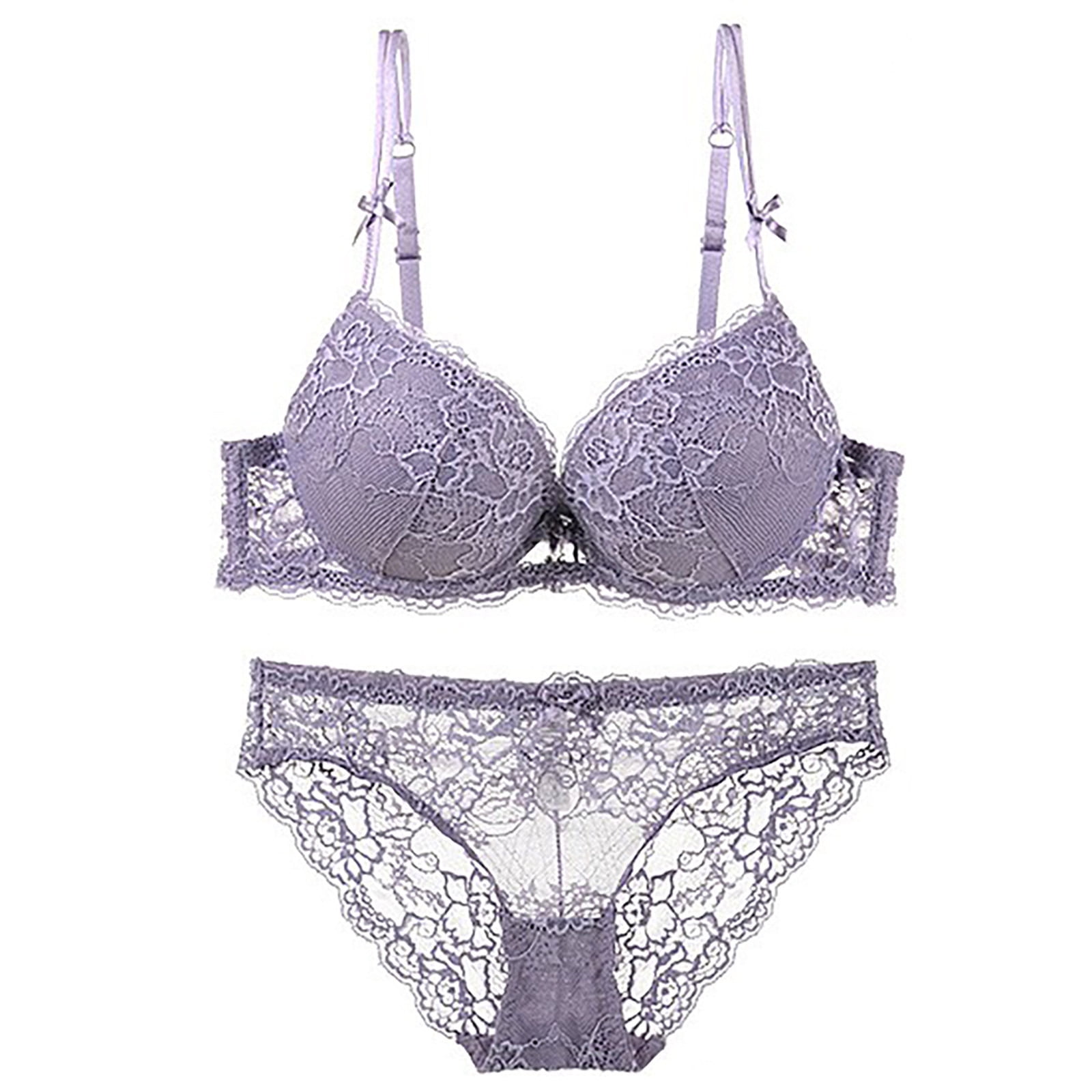 ZHUGeLI Bras for Women in Clearance Women's Sexy Embroidered Lace Gathered Bra Thong Set Daily ...