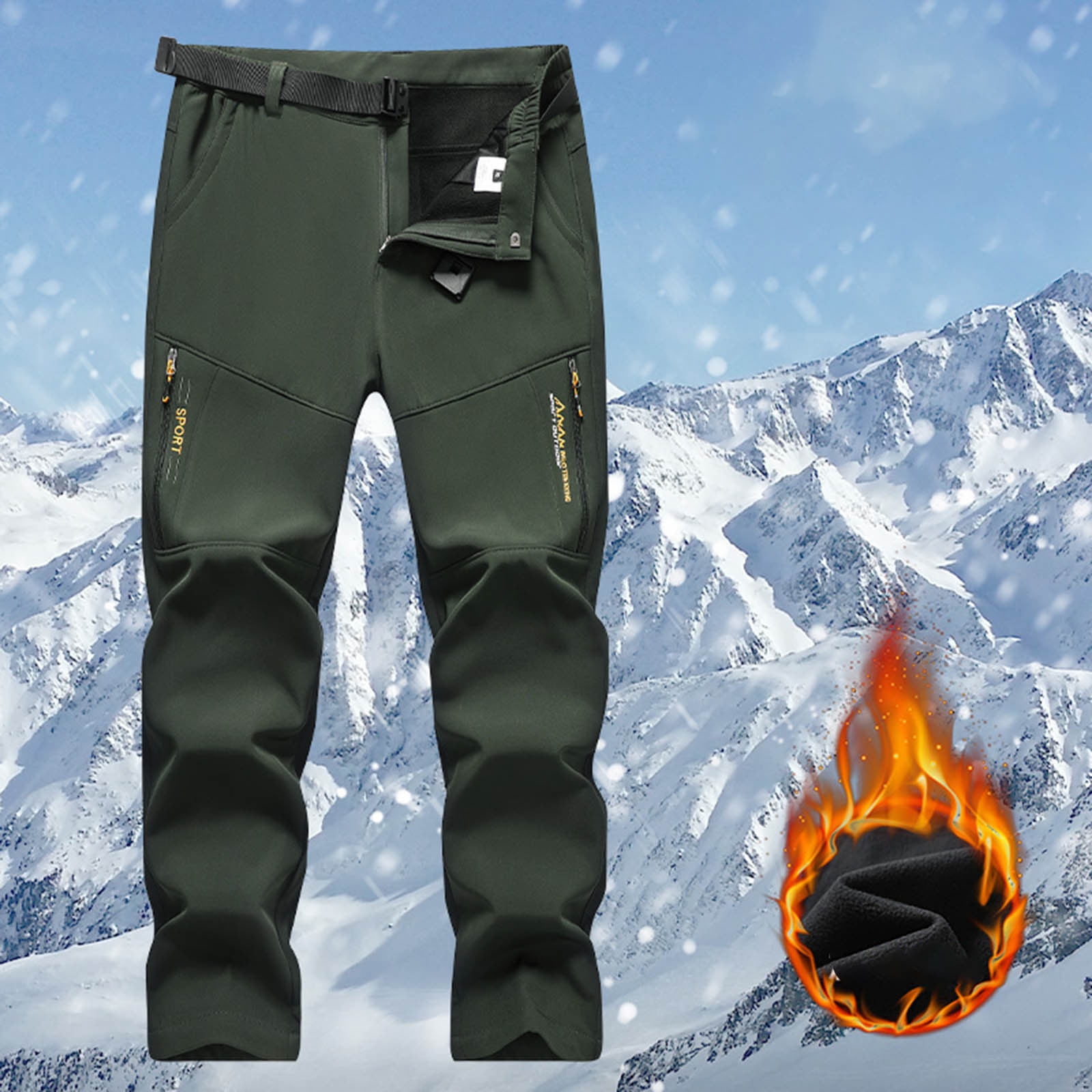ZHUGeLI Men's Snow Ski Outdoor Waterproof Windproof Fleece Cargo Hiking Pants - Walmart.com