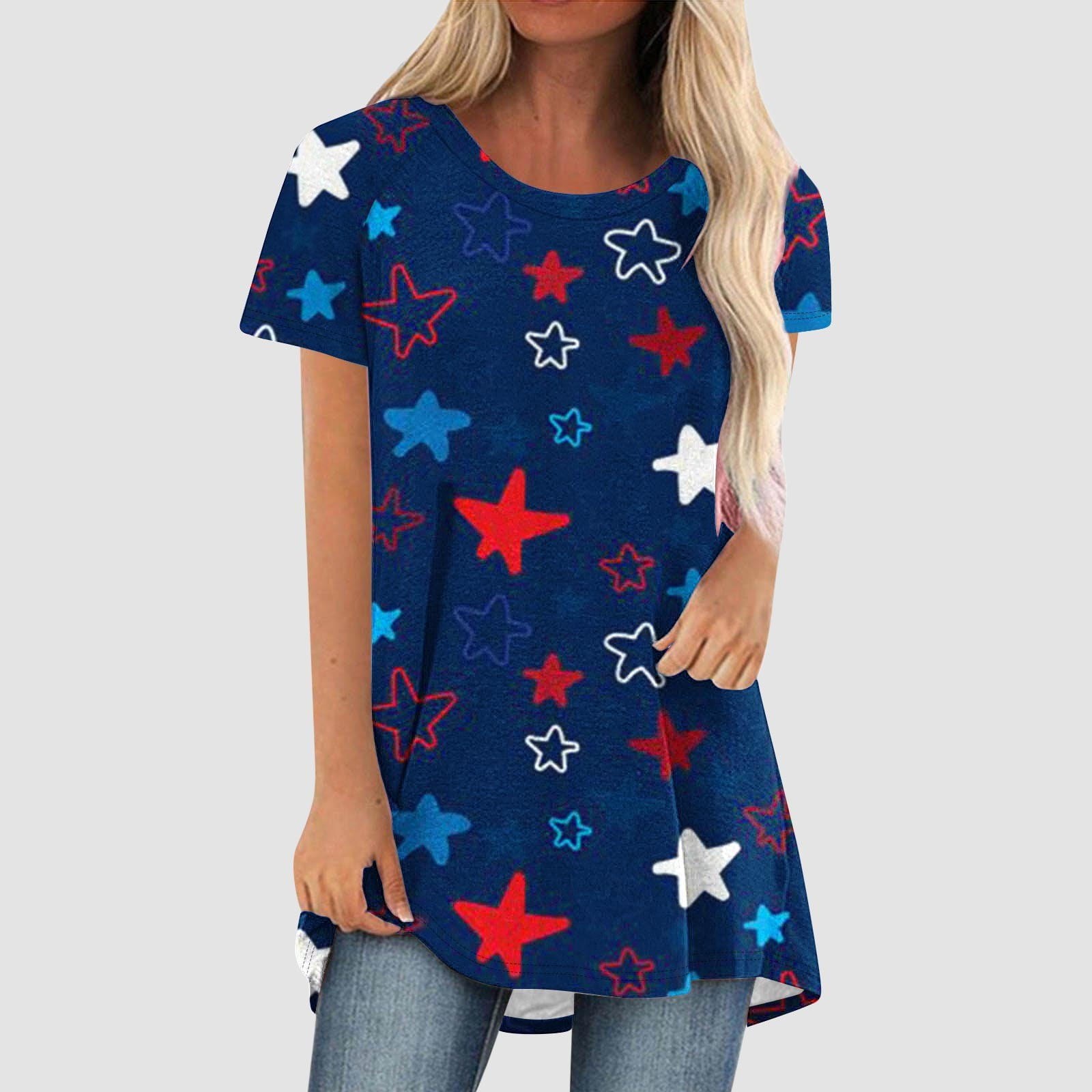 Zhugeli Tops For Women Trendy Women Clearance 4th Of July Shirts Women