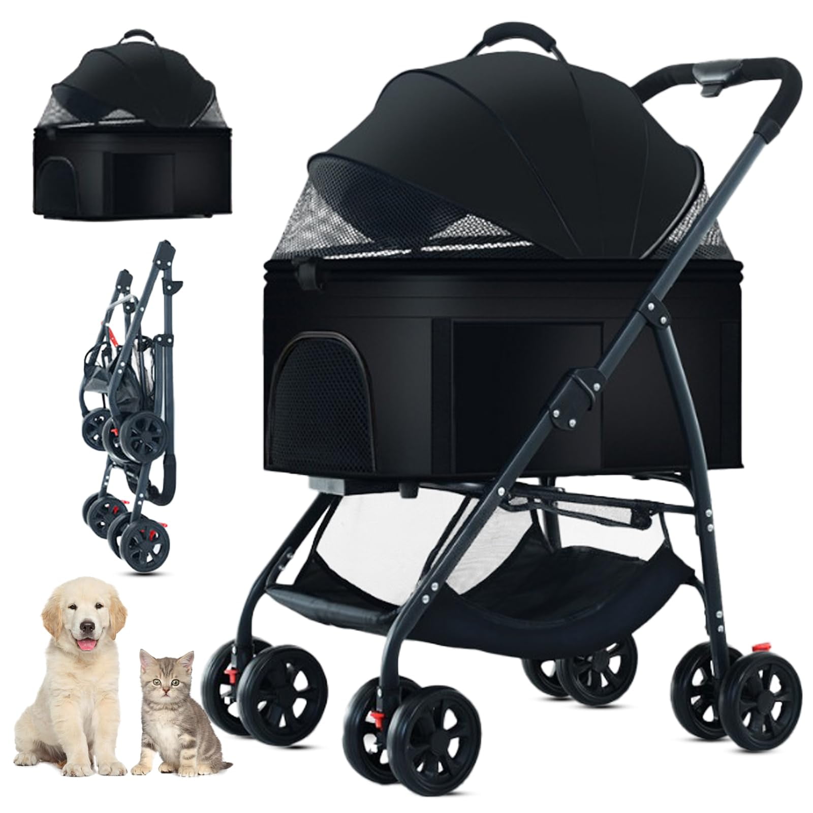 ZHUOKECE 3-in-1 Pet Dog Stroller, Dog Wagon with Removable Carrier, Cat ...