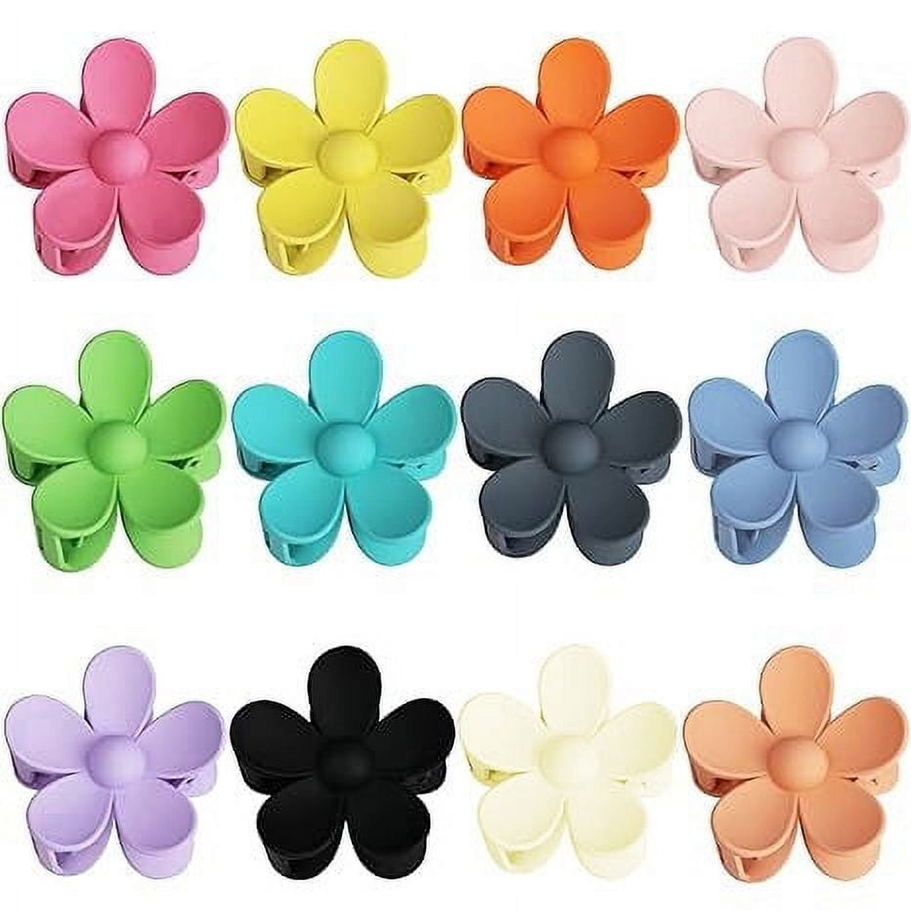 ZHUYING 12 Pieces Flower Claw Clips Large Jaw Clips for Women Girls Thick Hair 12 Colors Matte ...