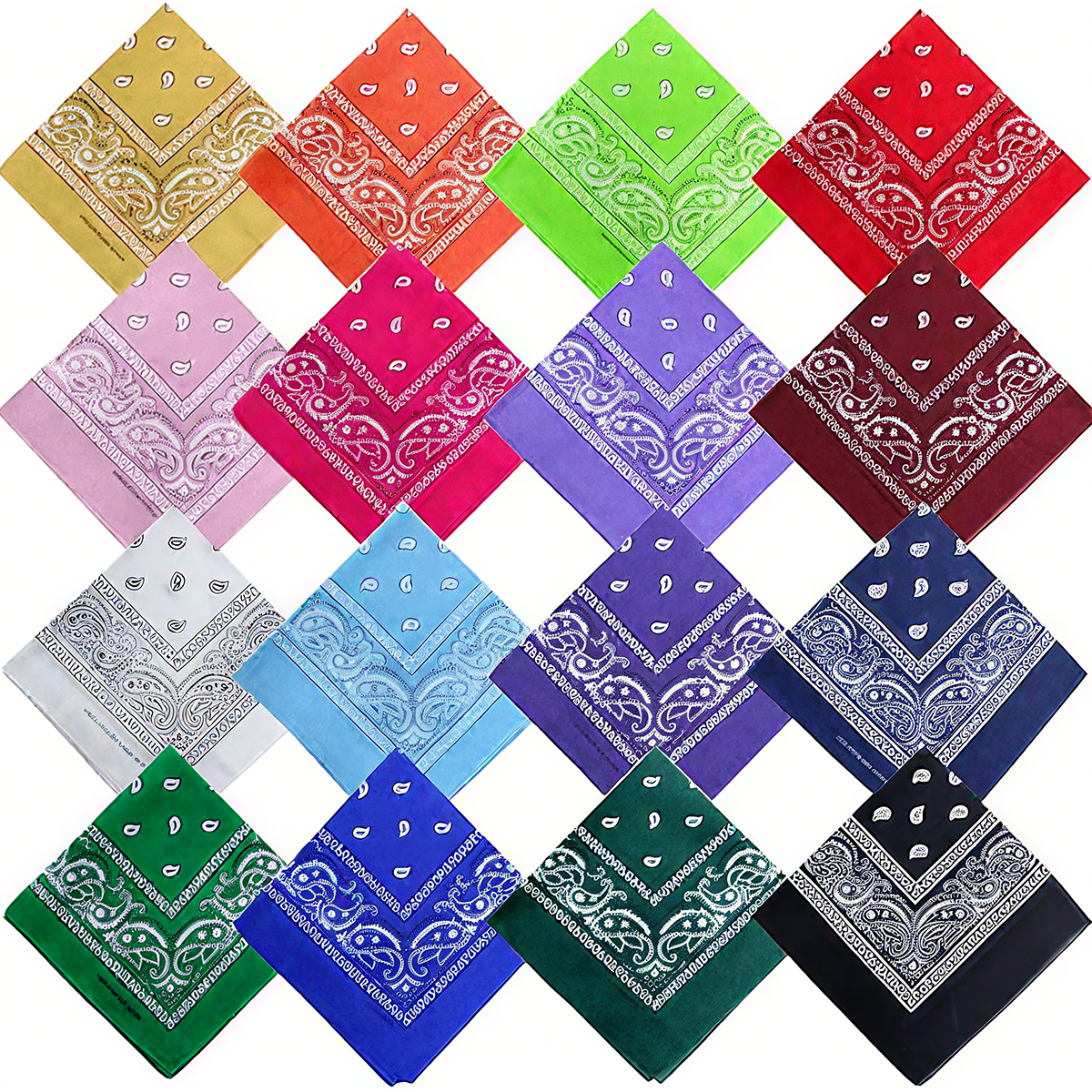 ZHUYING 16PCS Bandanas Unisex Paisley Bandanas Bulk Multi-Purpose ...