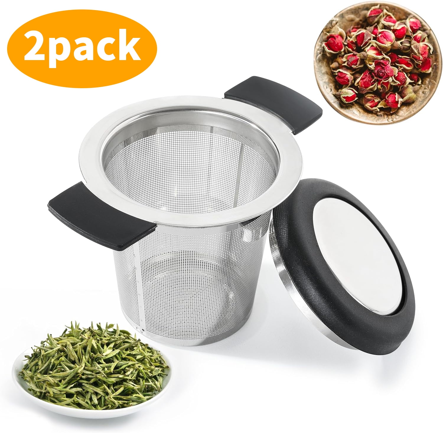 ZHUYING 2 PACK Tea Strainers for Loose Tea, Stainless Steel Loose Leaf ...